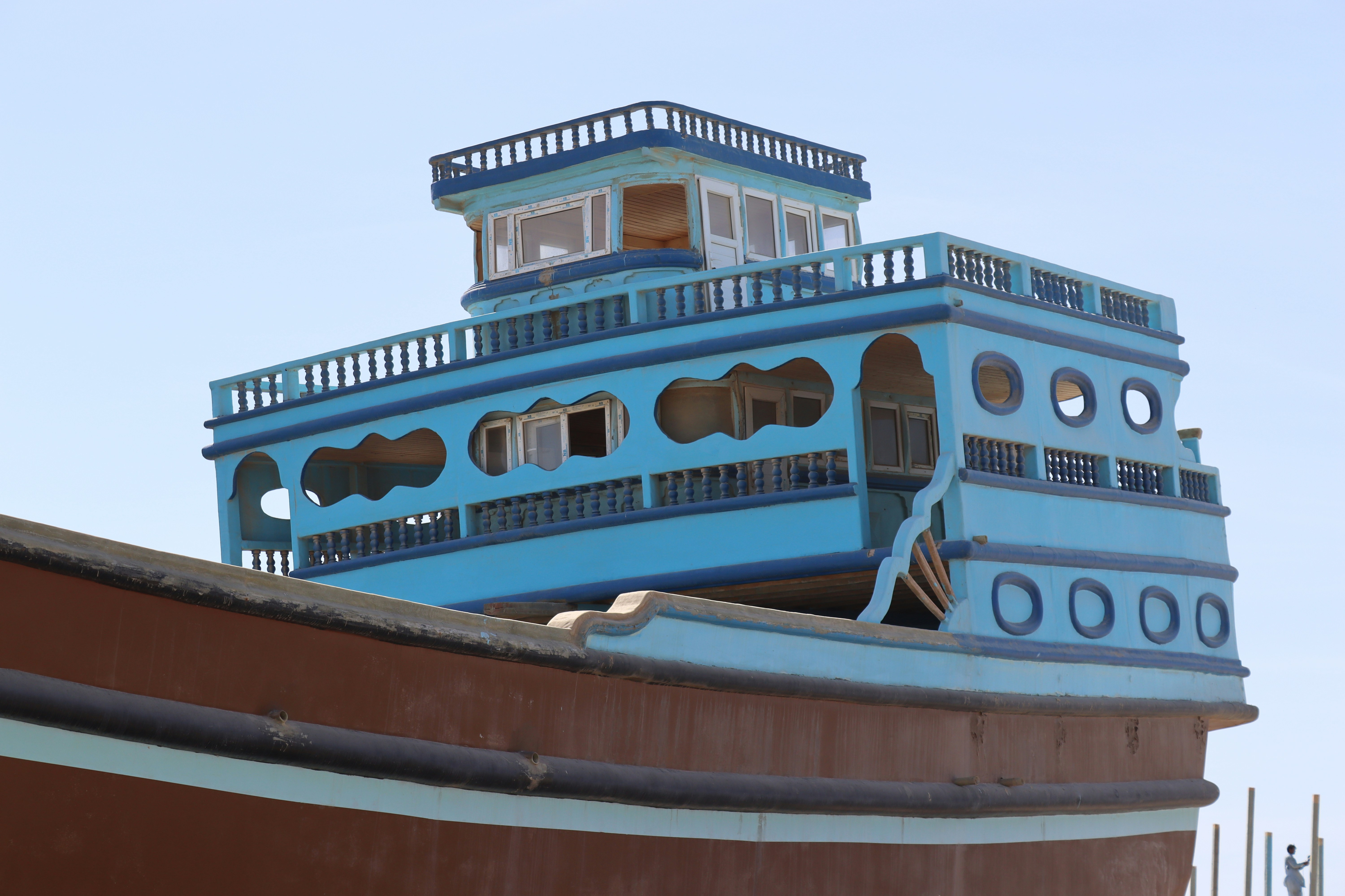 Azure Citadel on the Bow: Arched Foredeck of a Coastal Vessel