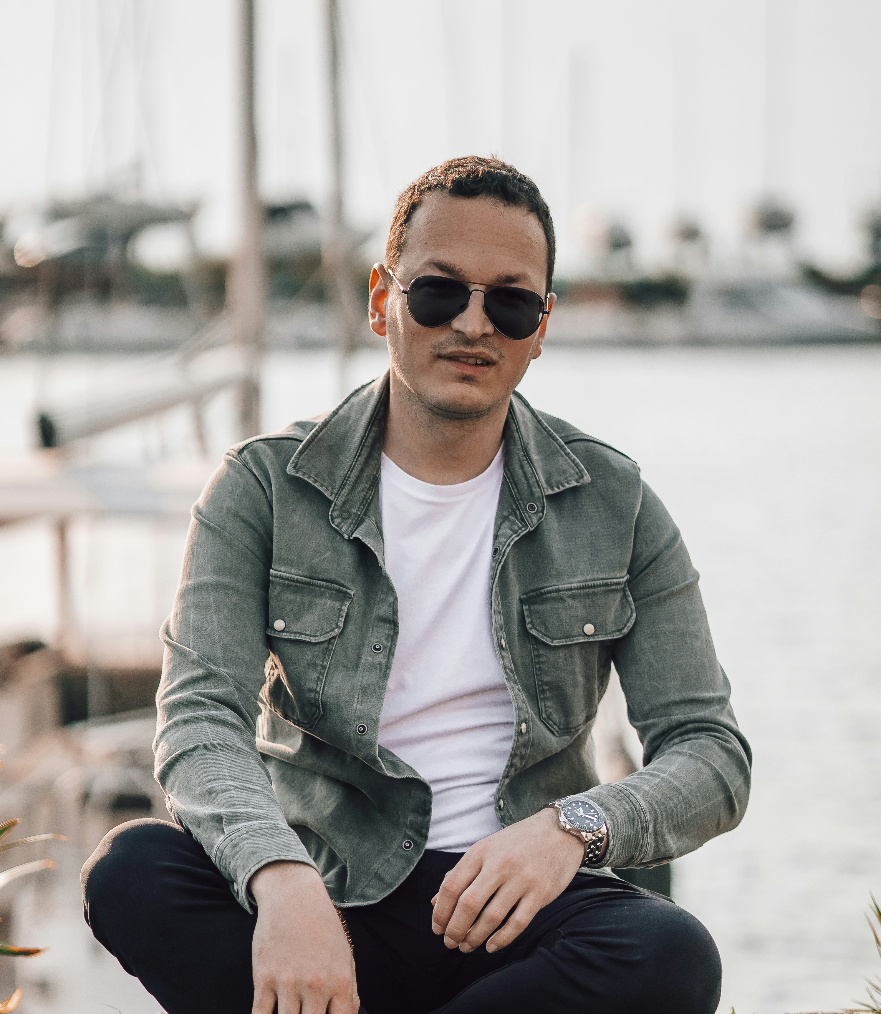 Denim by the Docks: A Quiet Portrait at the Marina