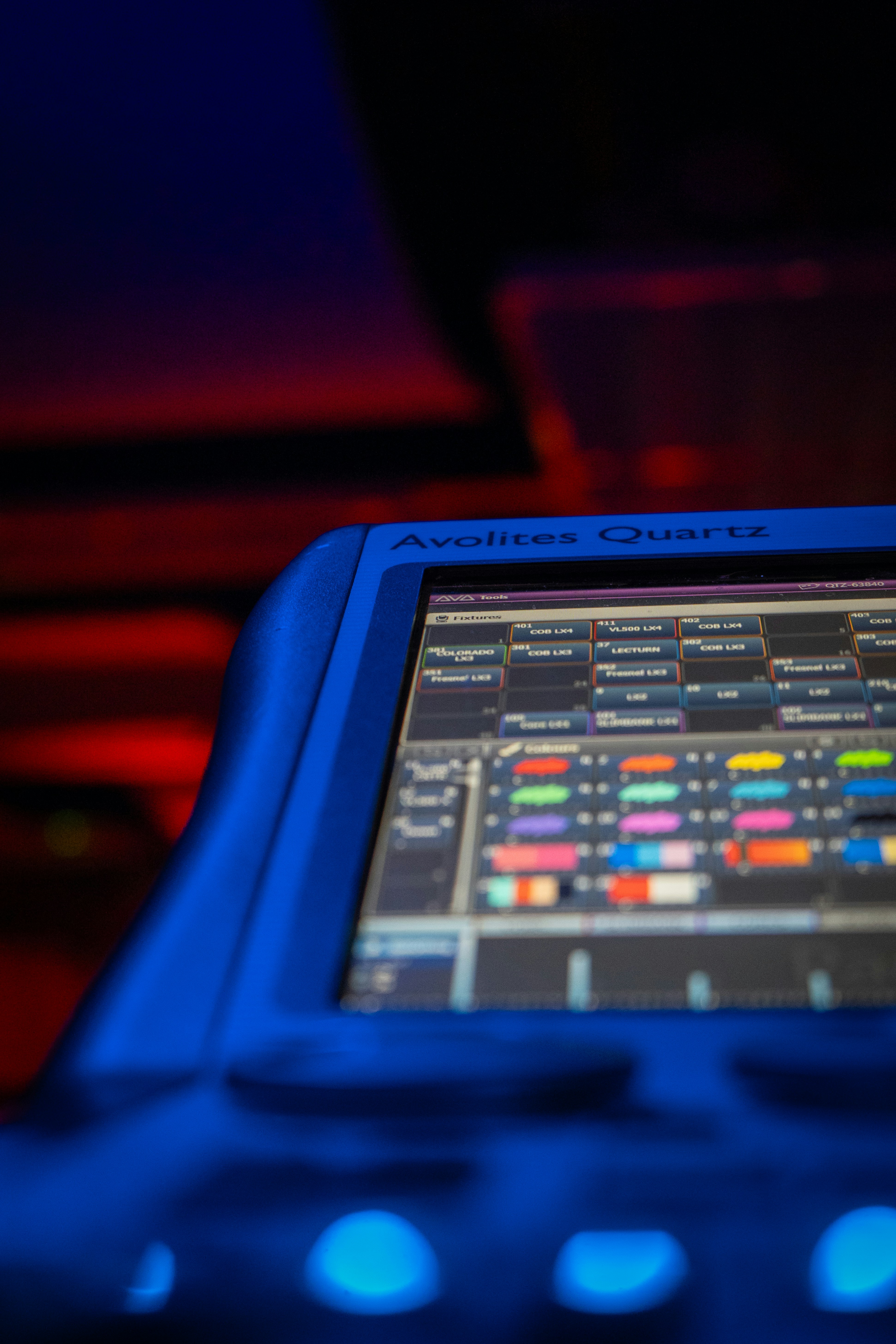 A lighting control console in a dark room. photo – Free Technology ...
