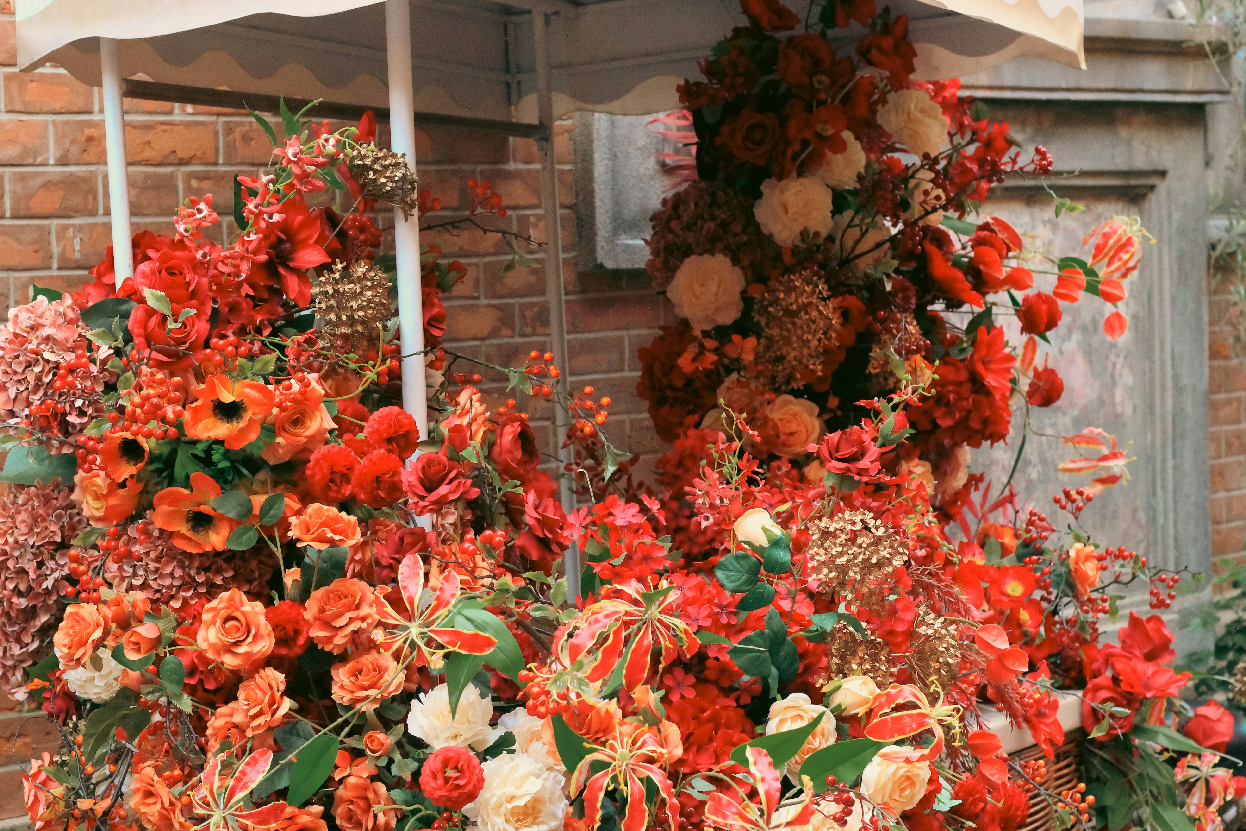 Vibrant Floral Mosaic: A Celebration of Red