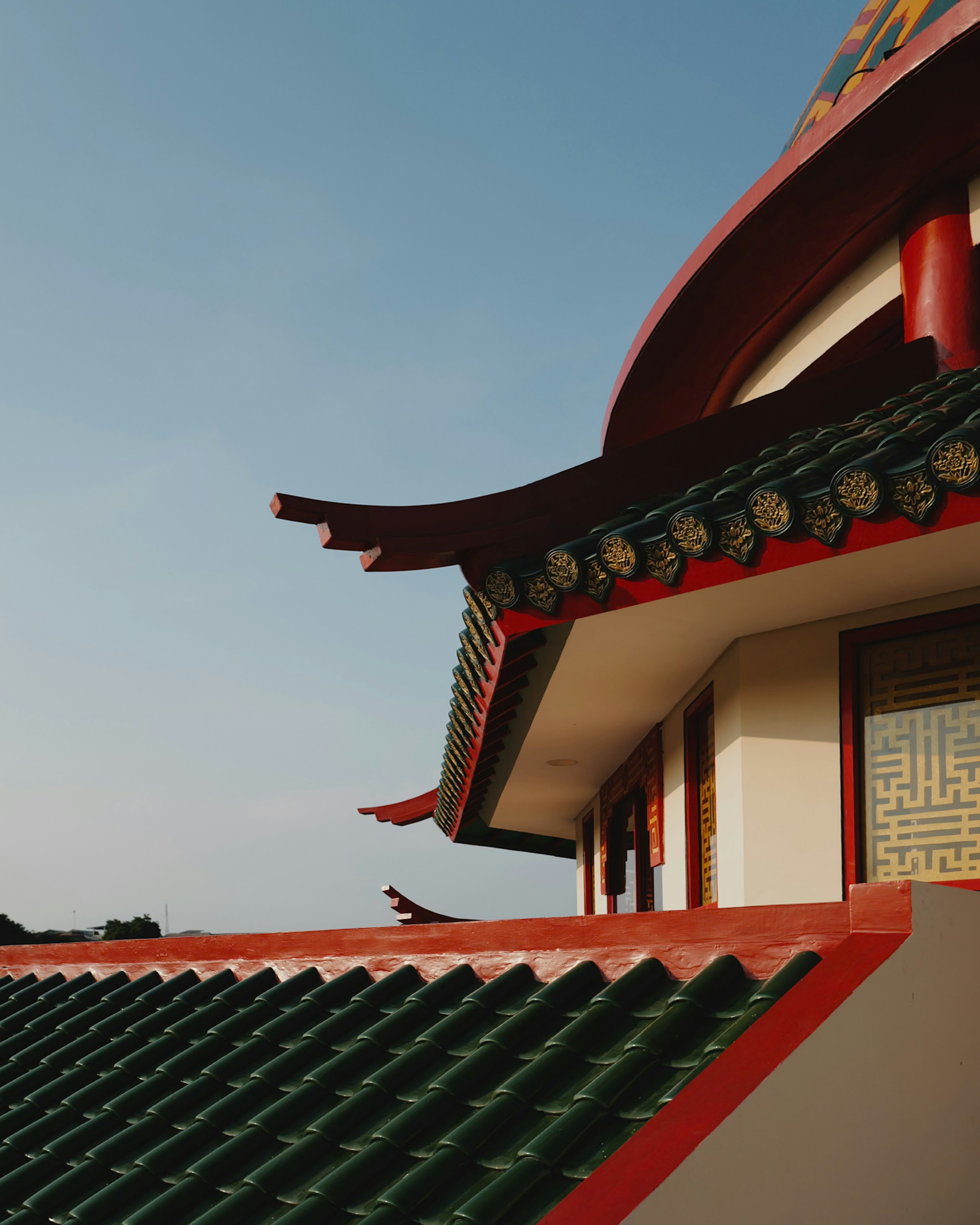 Under the Curved Eaves: A Temple Roof Snapshot