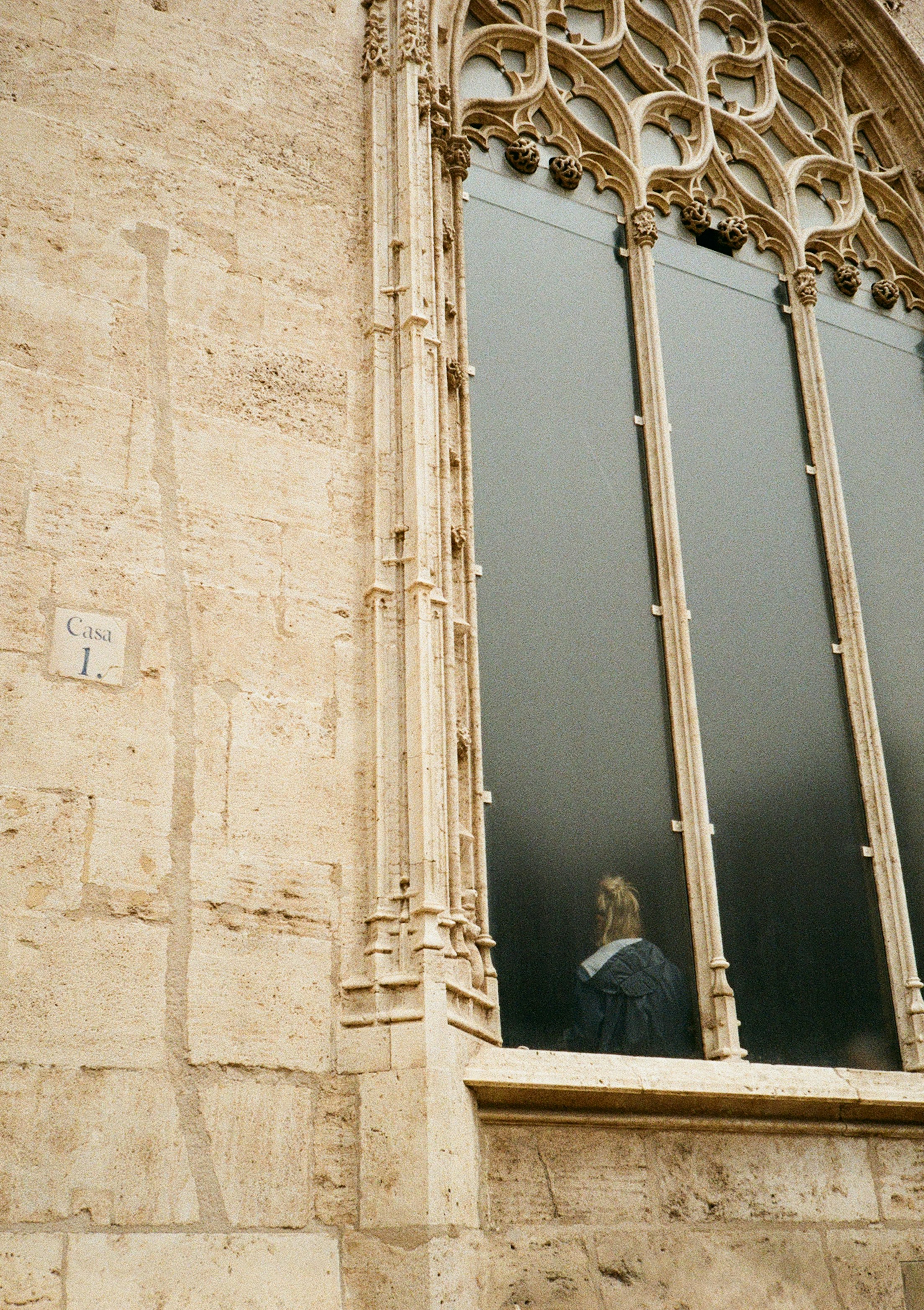 An ornate window frames a person's reflection. photo – Free Building ...