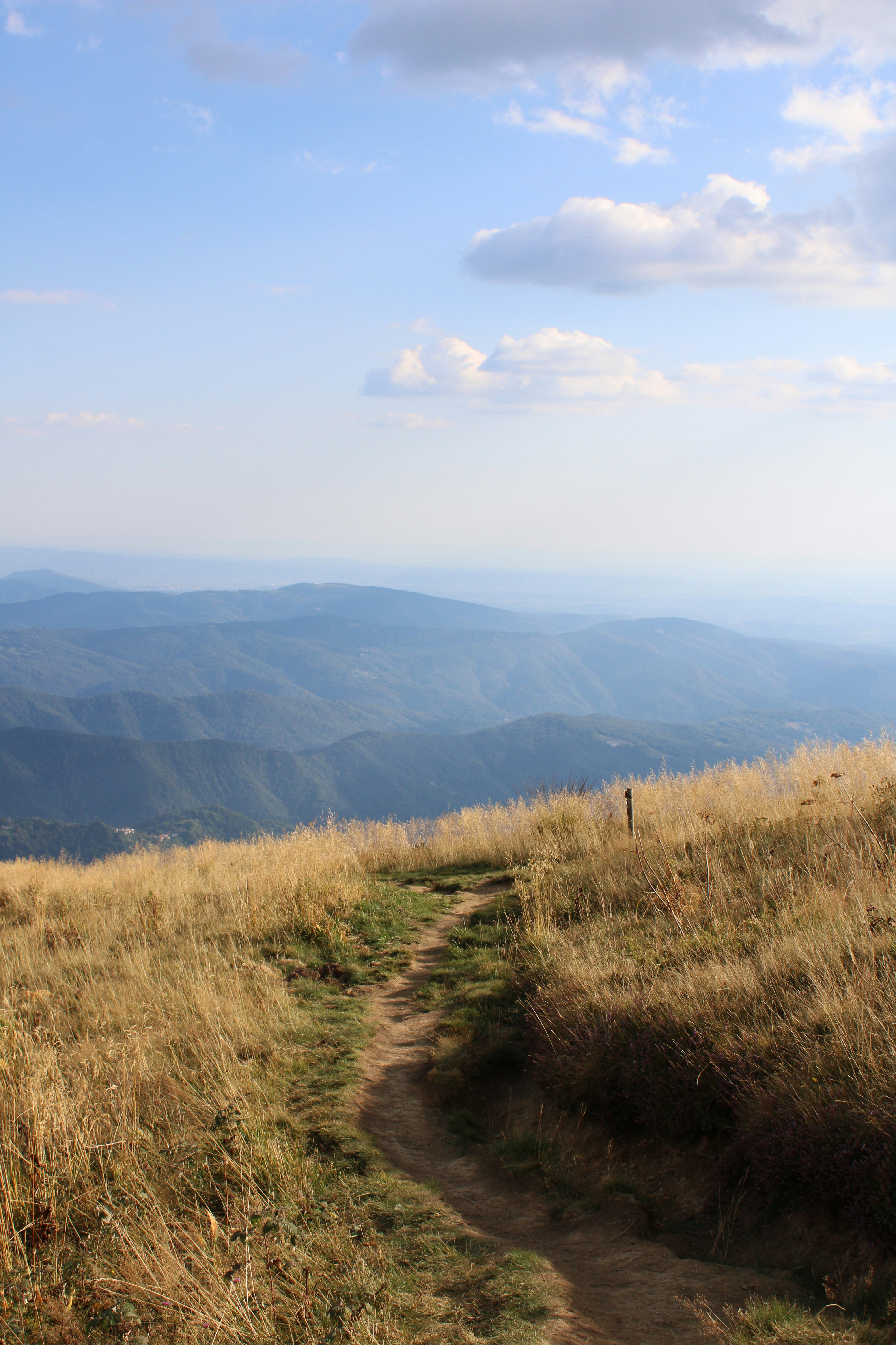 Golden Ridge Trail Toward a Distant Blue Horizon