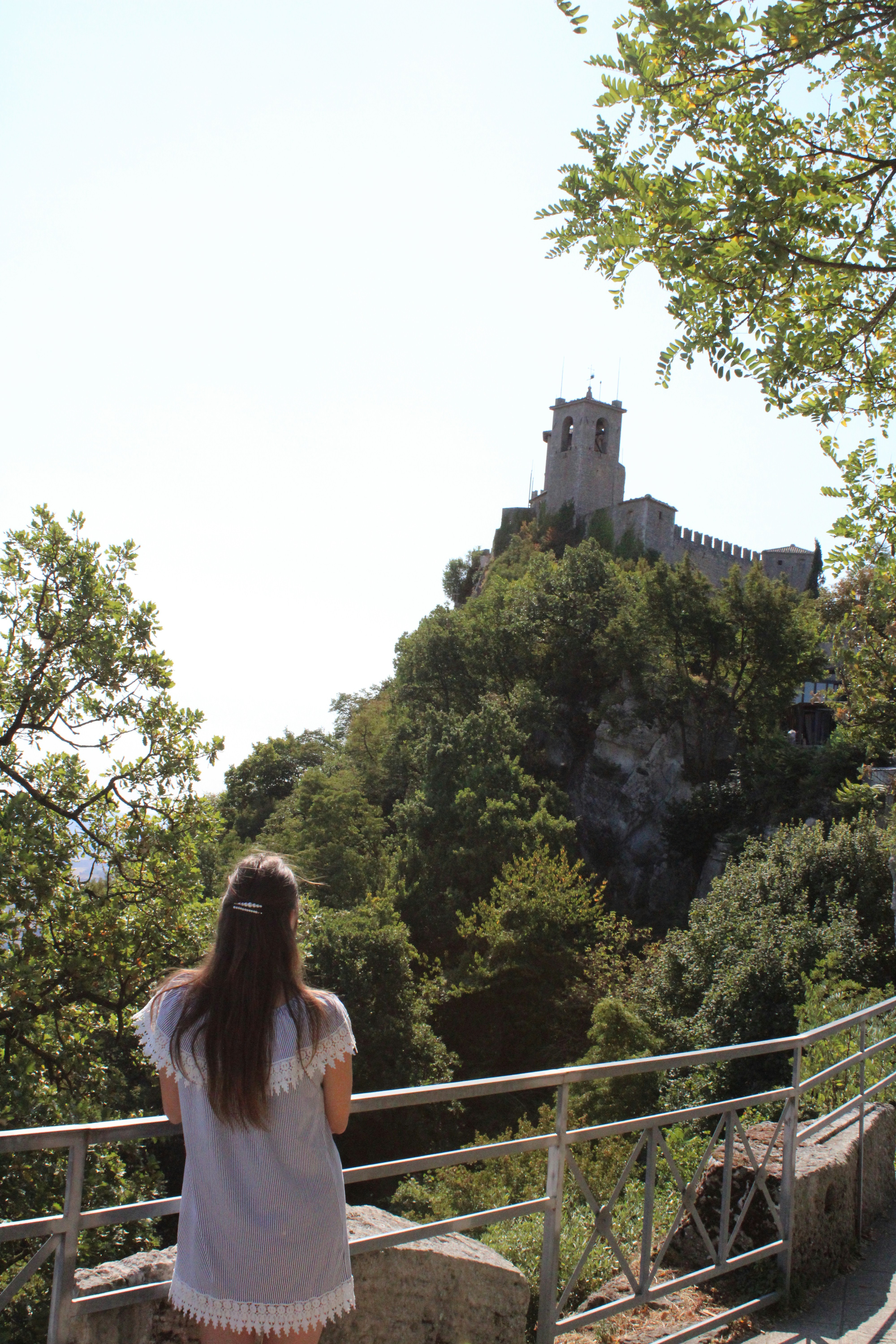 Girl on holiday looking at the landscape