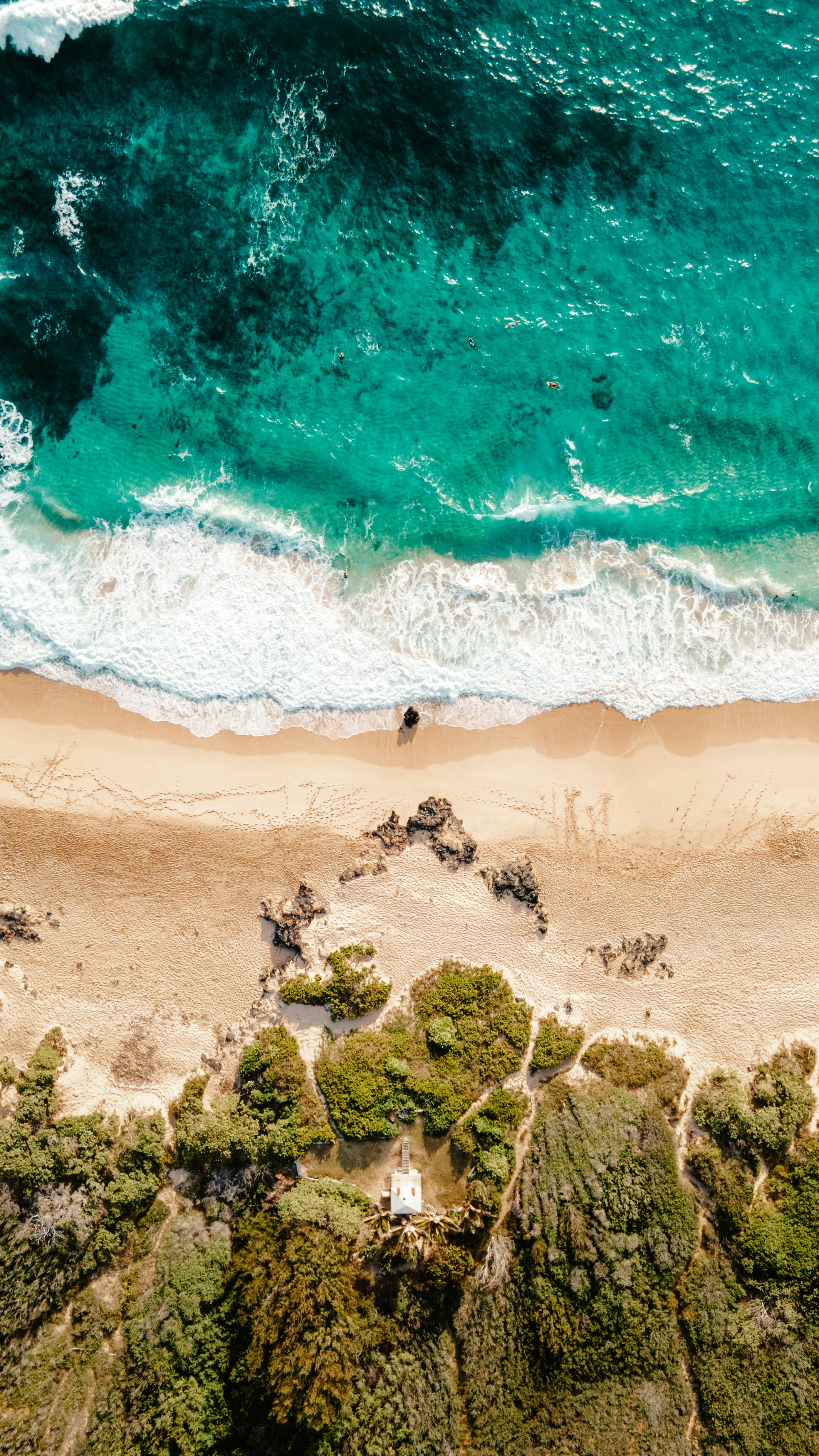 Aerial view of a beach with ocean waves. photo – Free Beach Image on ...