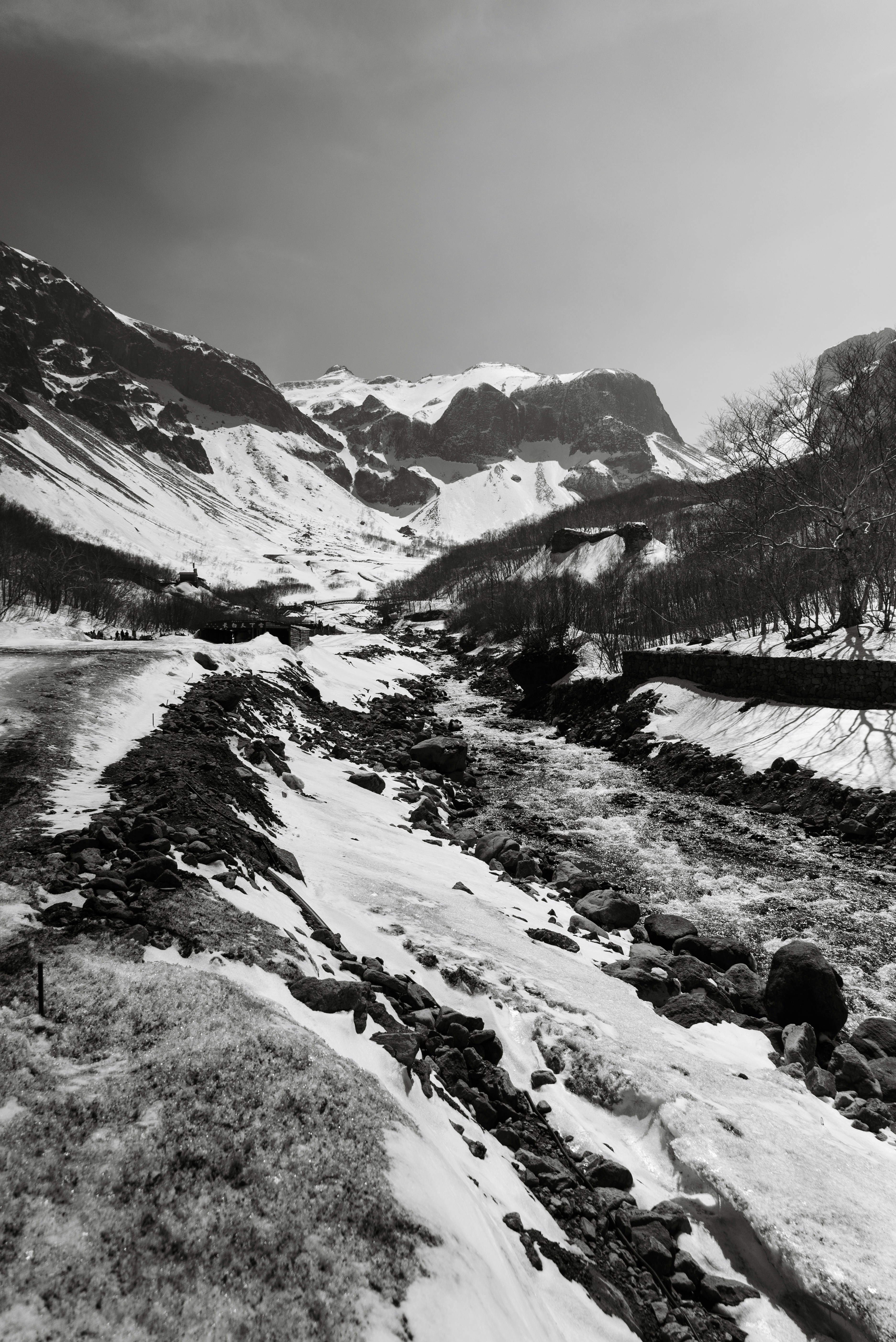 Snowy mountains and a winding, icy path. photo – Free Blue sky Image on ...