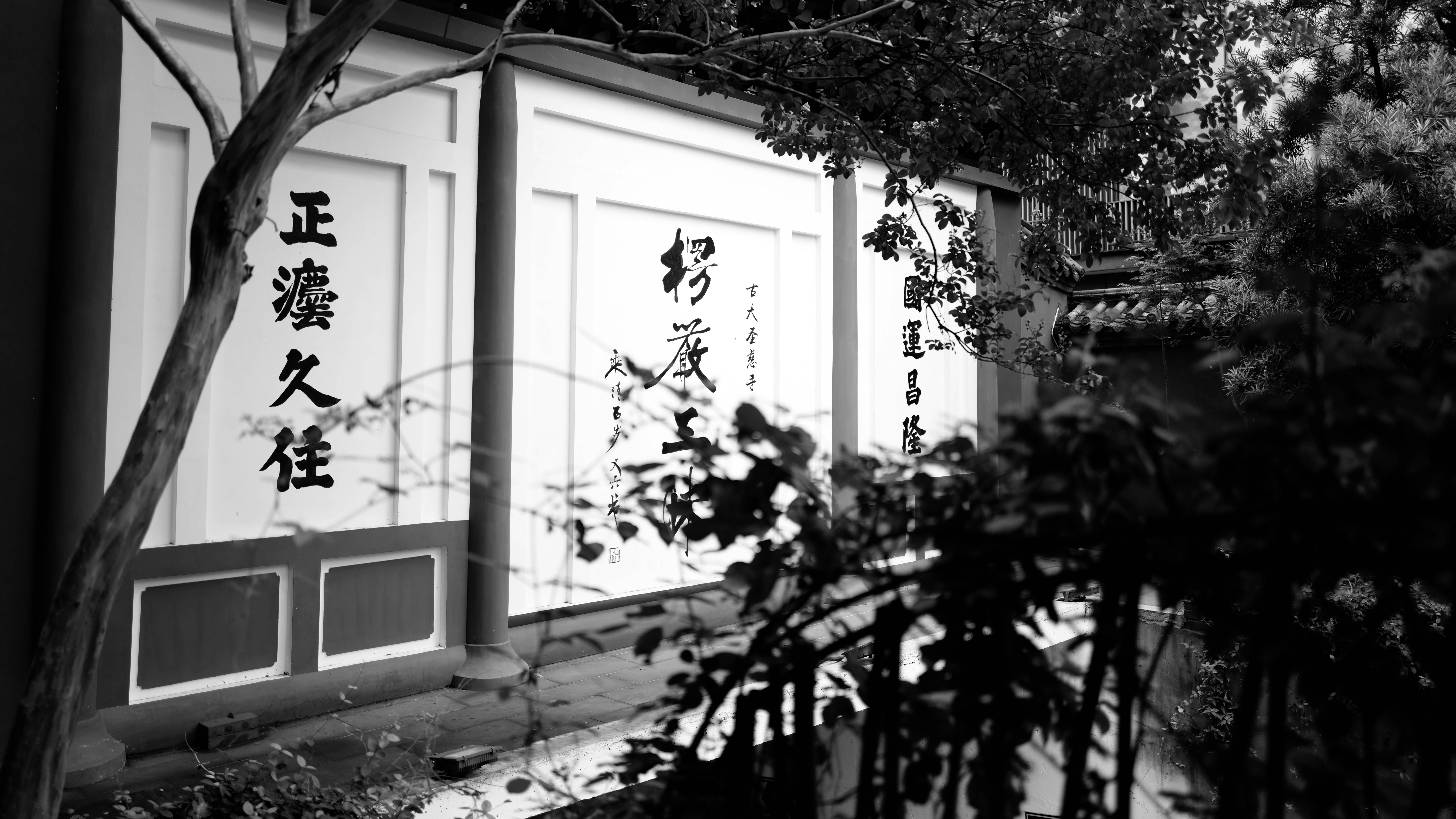 A traditional wall with calligraphy in black and white. photo – Free ...