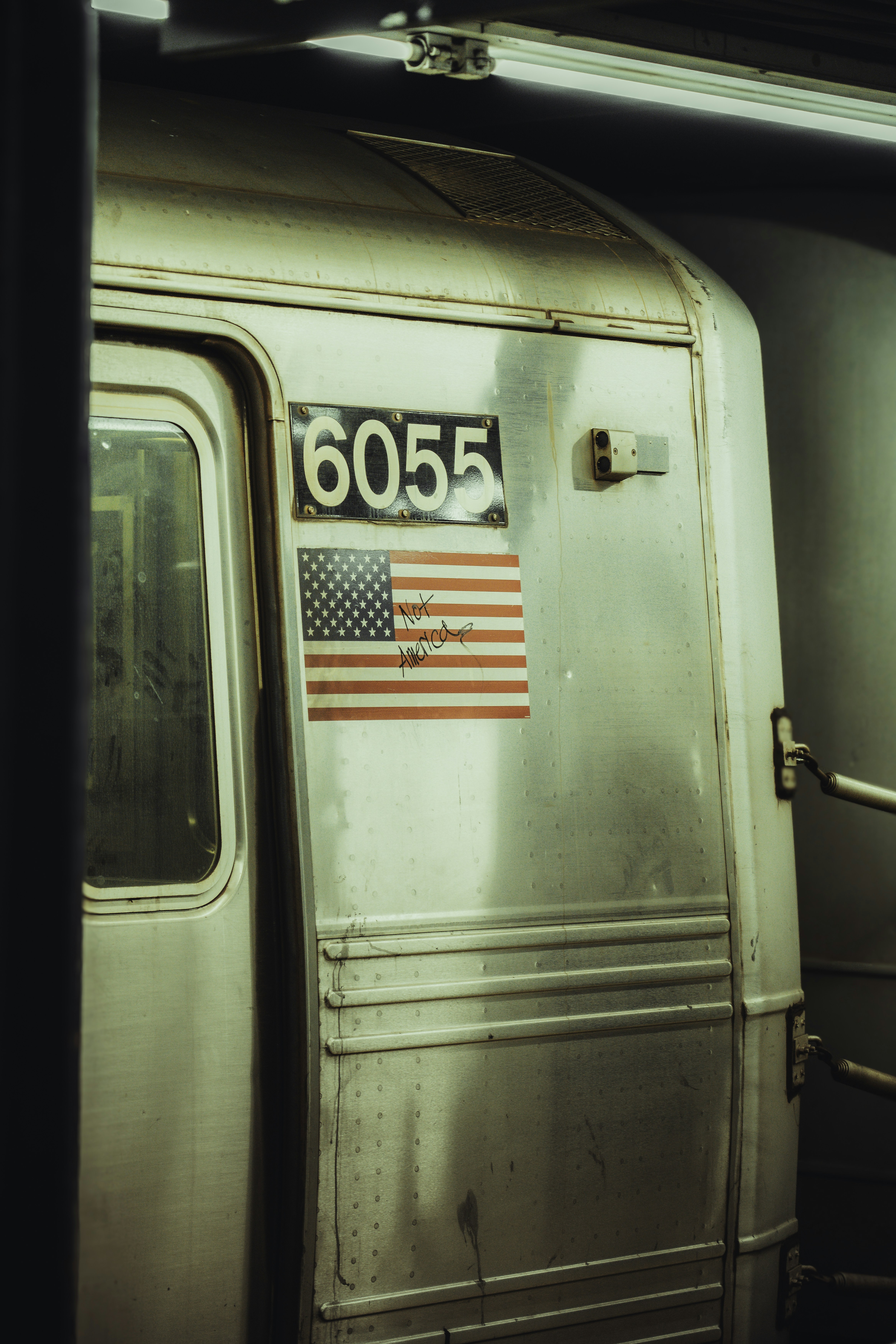 Vintage Subway Car with American Flag Emblem
