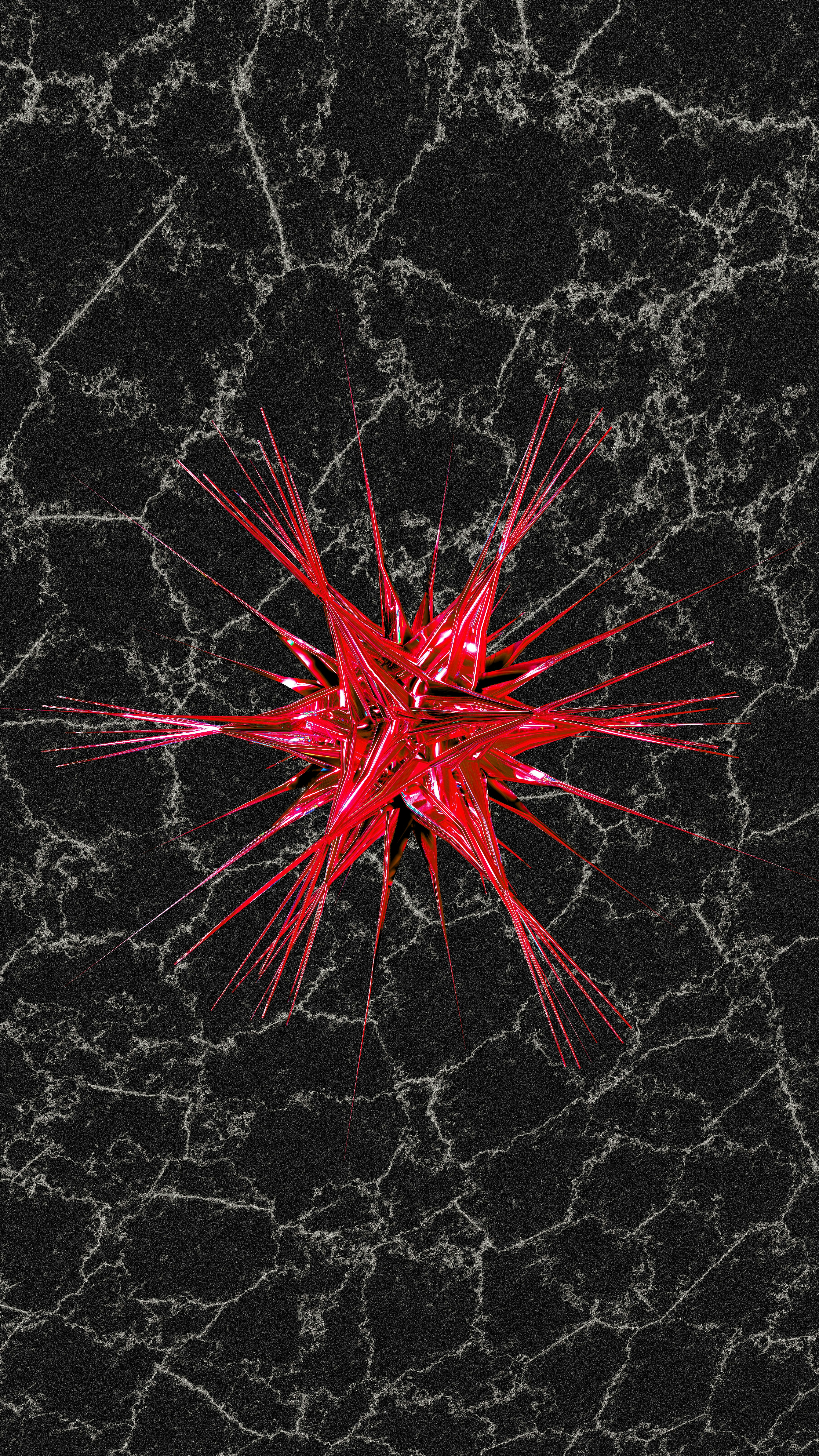 Red, spiky structure on a cracked, grey background. photo – Free Iphone ...