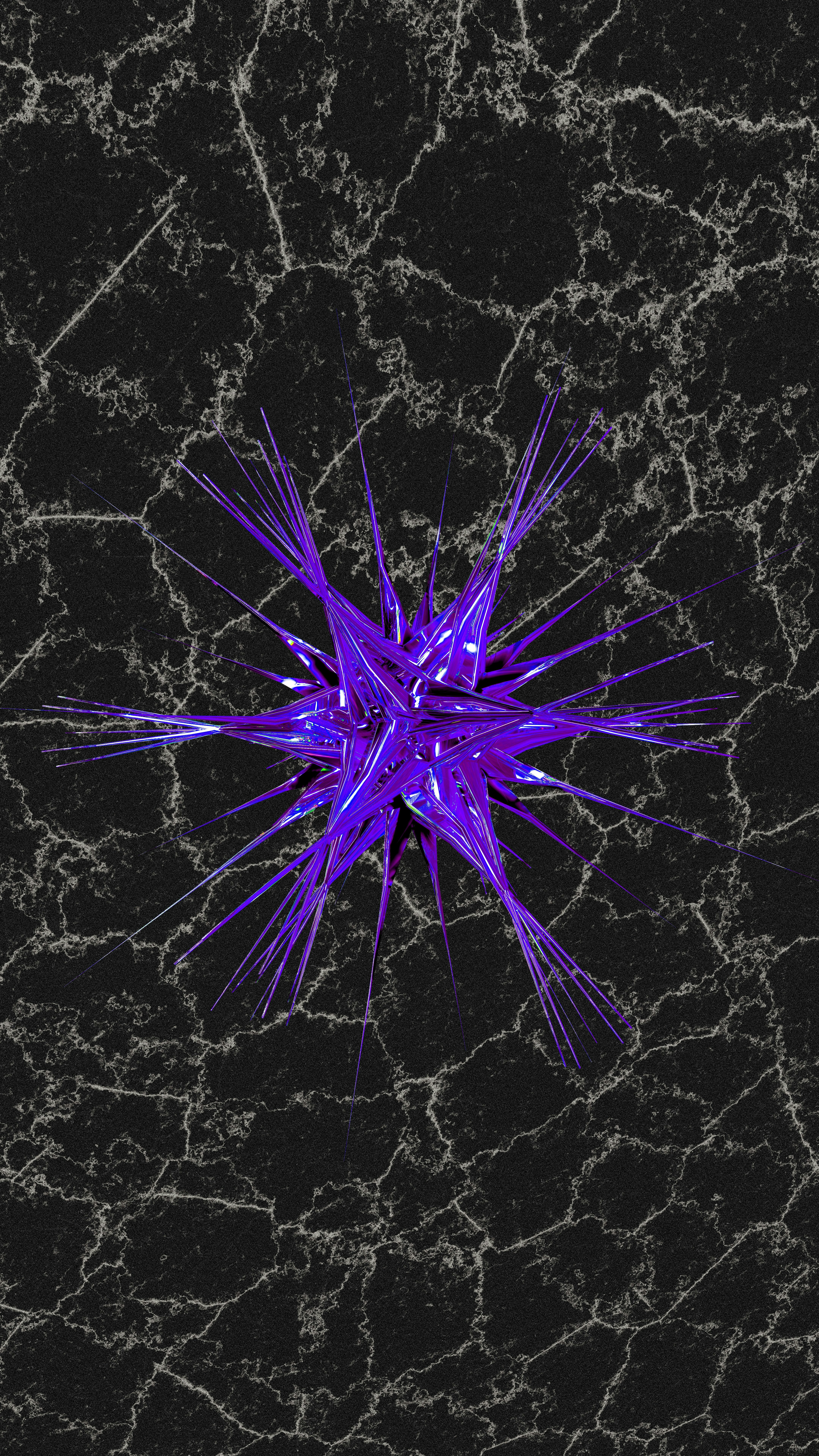 A purple, spiky object on a cracked, dark surface. photo – Free ...