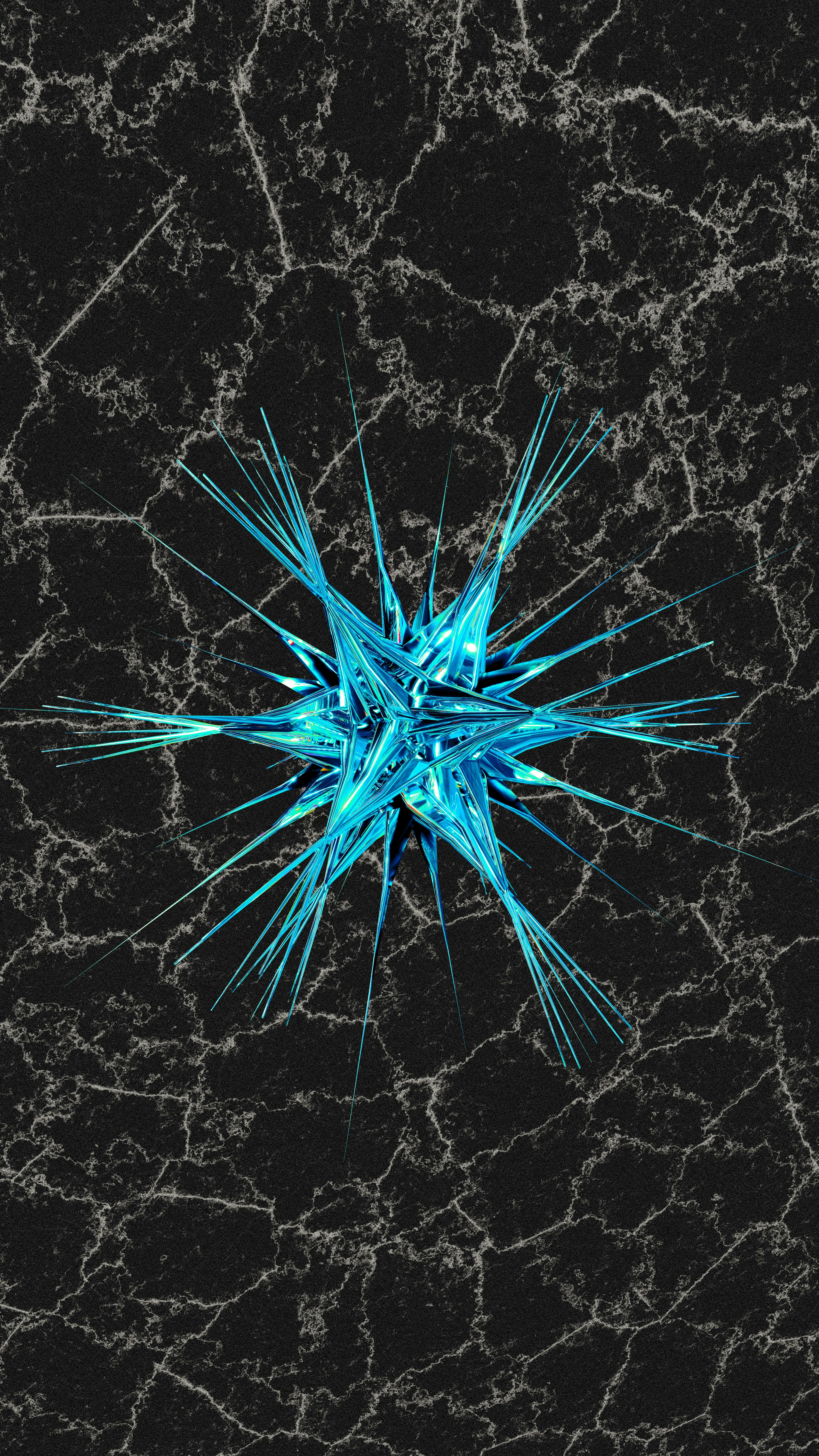 A blue crystal with spikes on a dark surface. photo – Free Iphone ...