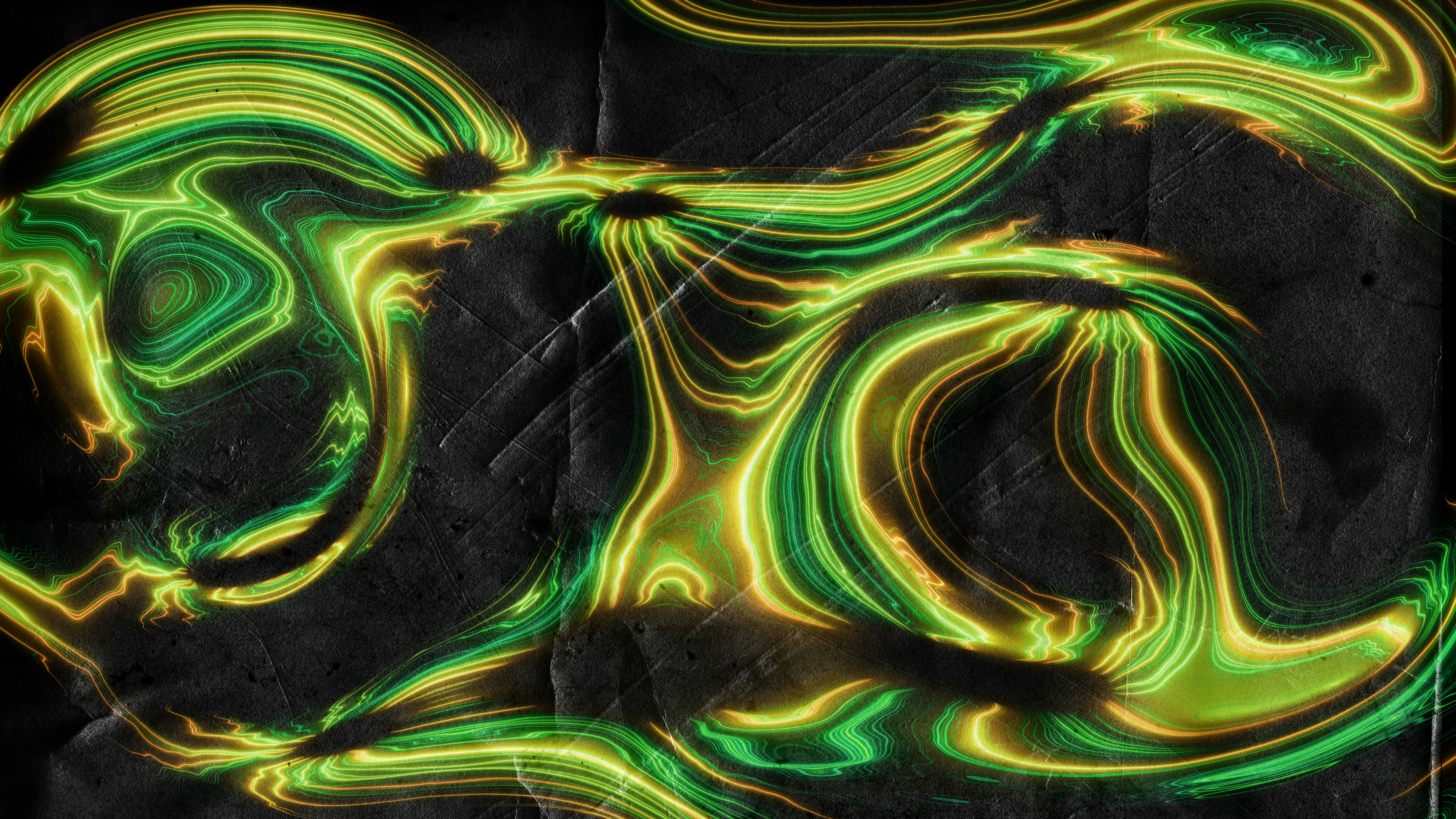 Glowing green and yellow lines on a dark background. photo – Free ...
