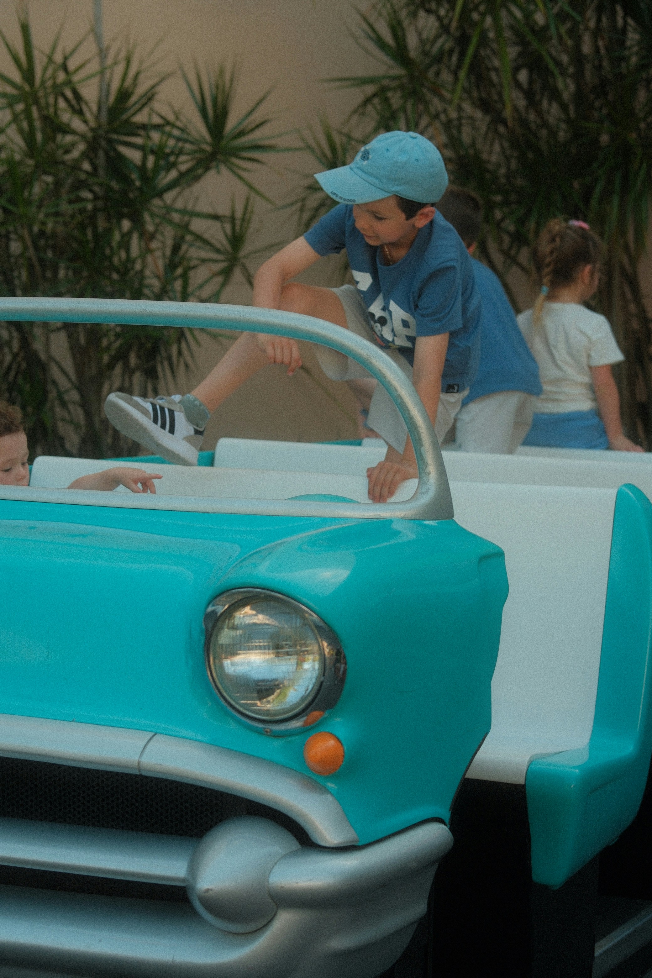 Blue-Capped Climber on a Turquoise Vintage Ride