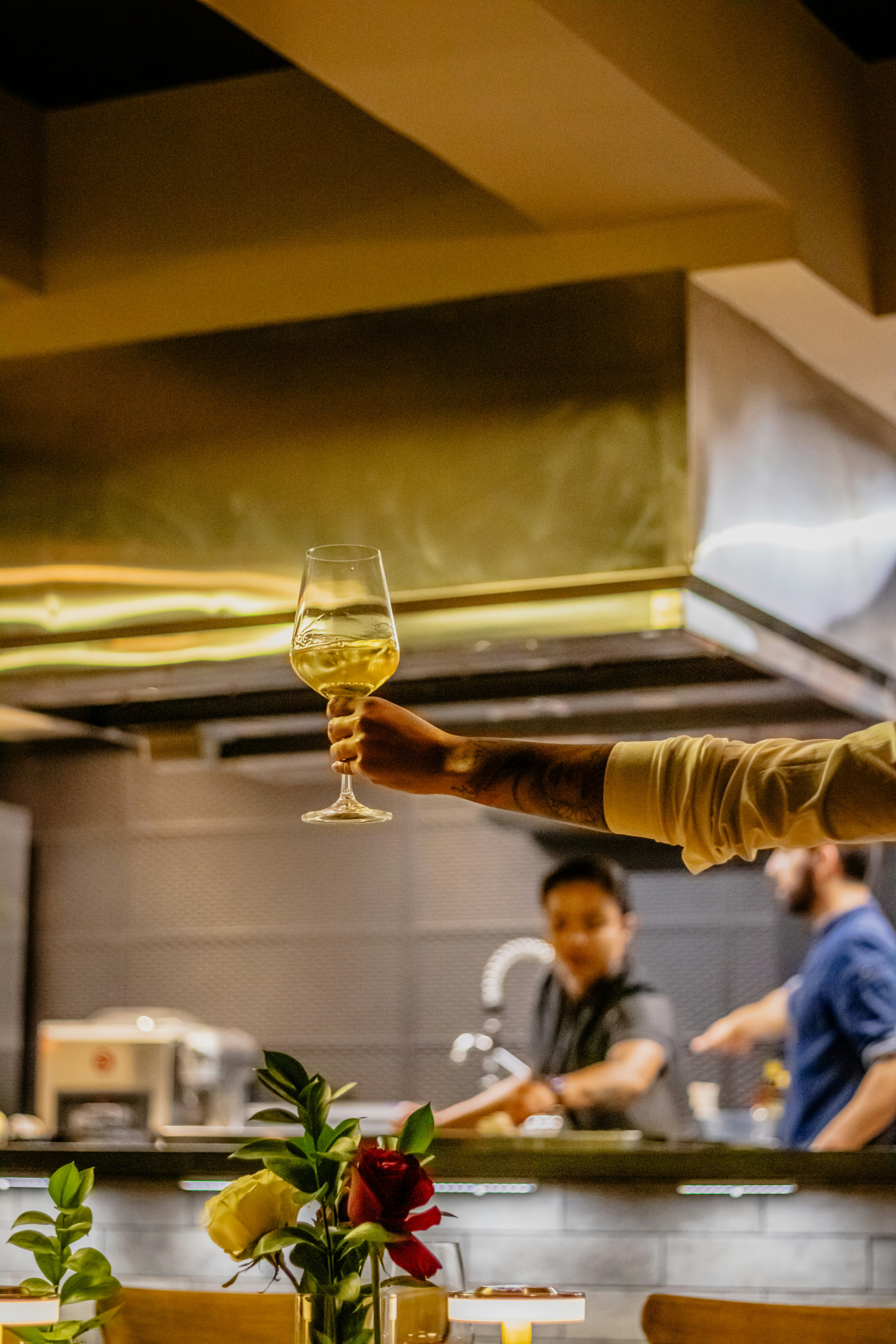 Cheers! person raising a glass of wine in a kitchen. photo – Free Food ...