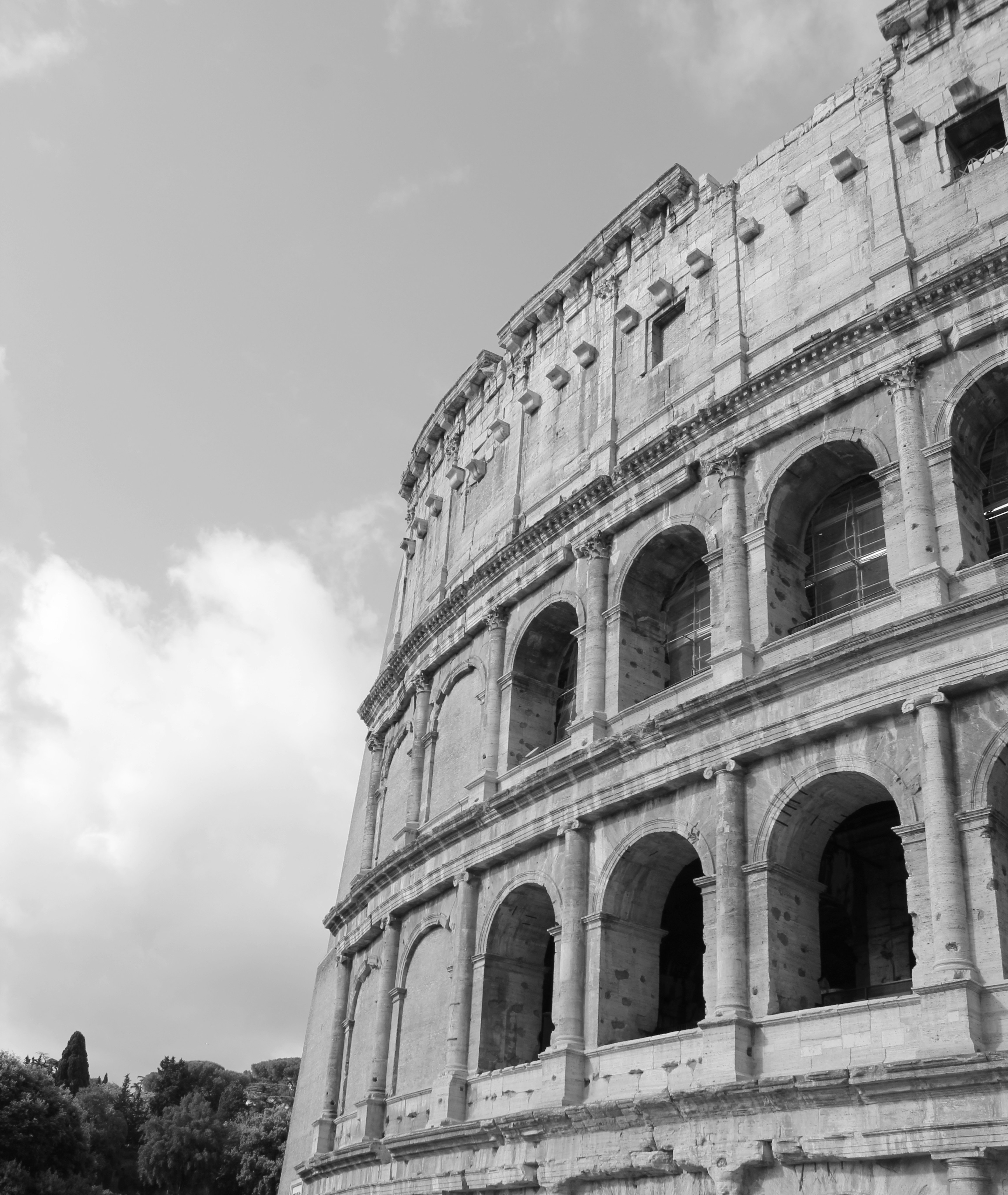 Time-Worn Arches: A grayscale study of Rome's Colosseum