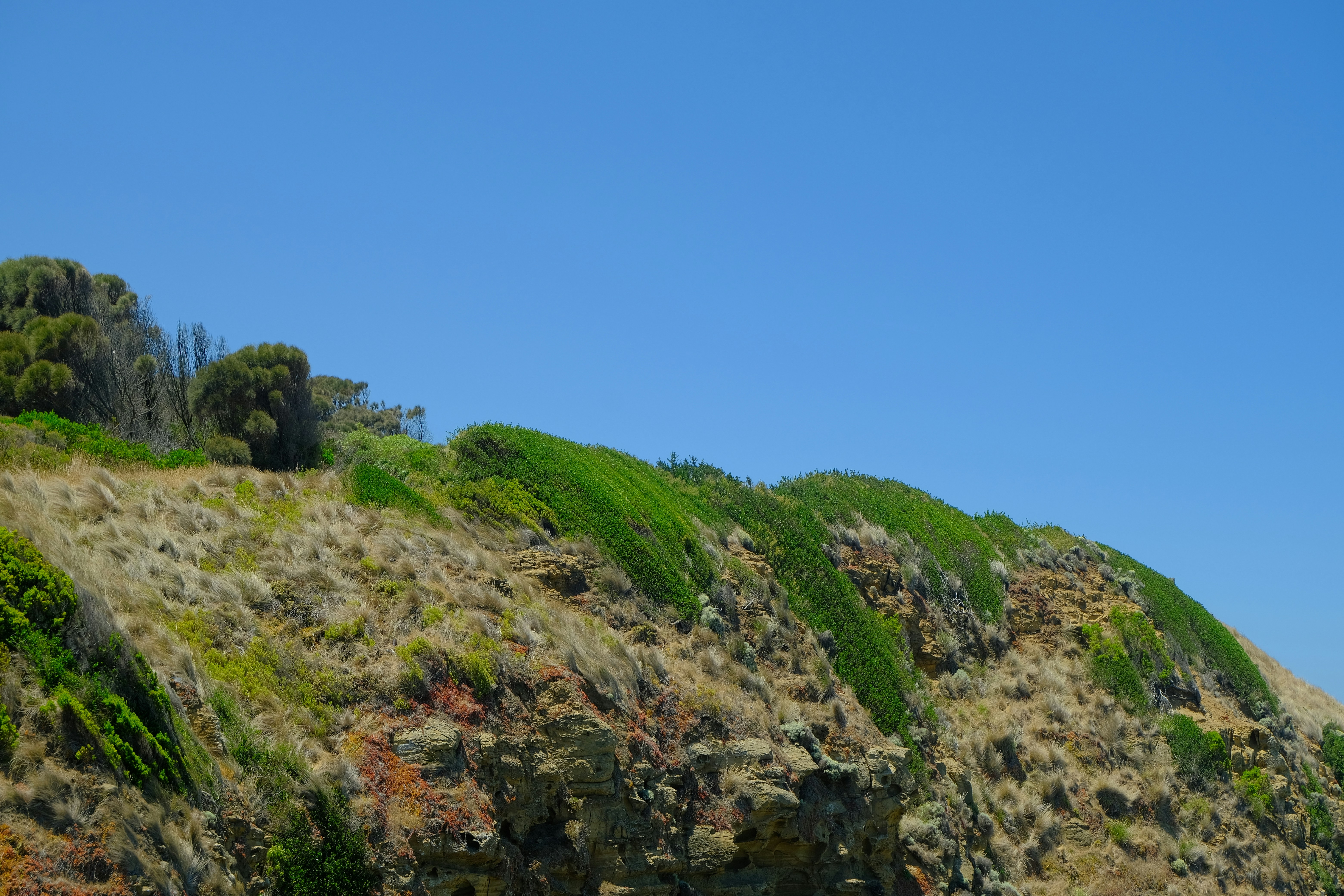 Verdant Cliffs Under a Cerulean Skyline