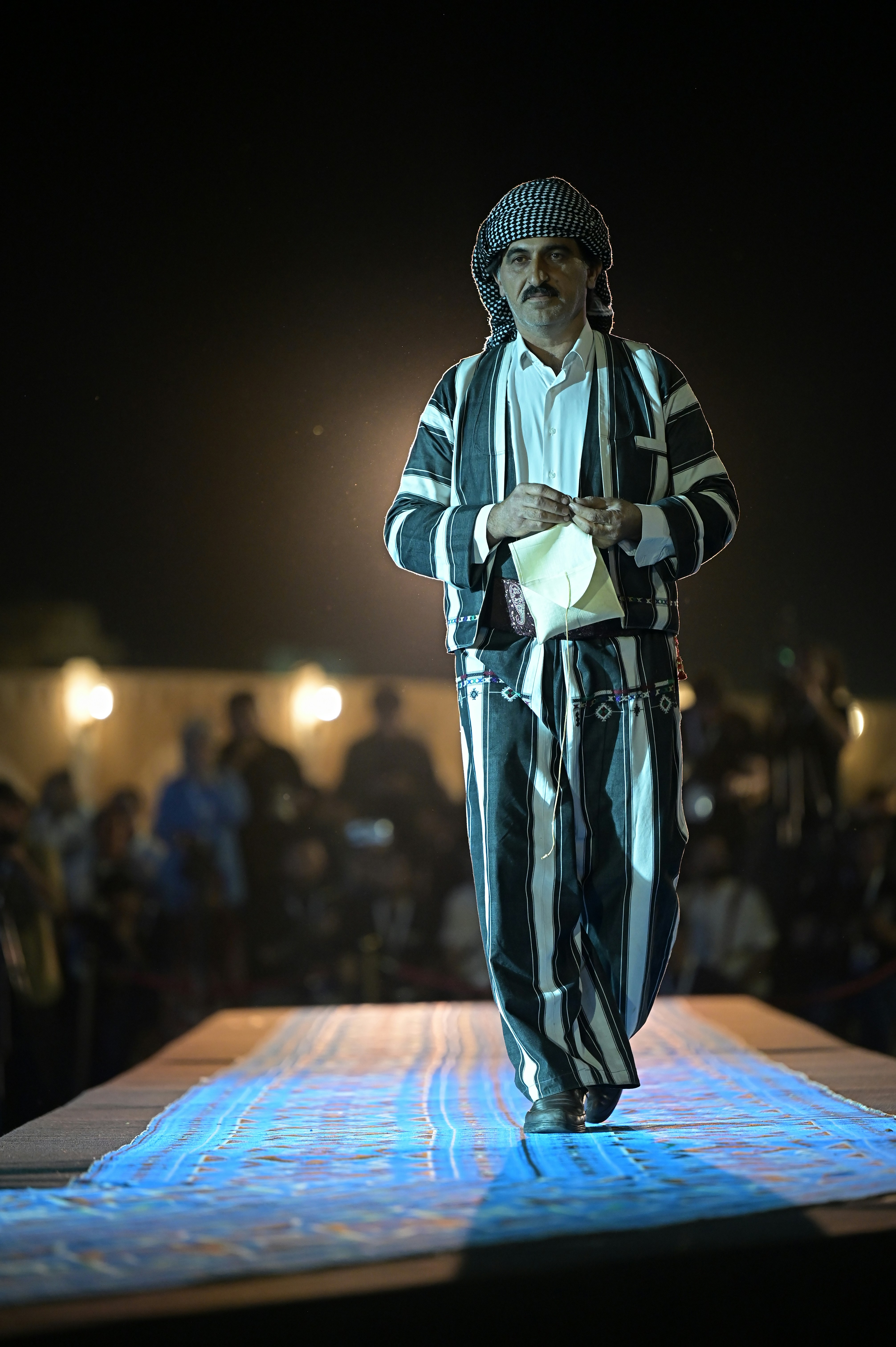 Neon Runway: Stripes Under Night Lights
