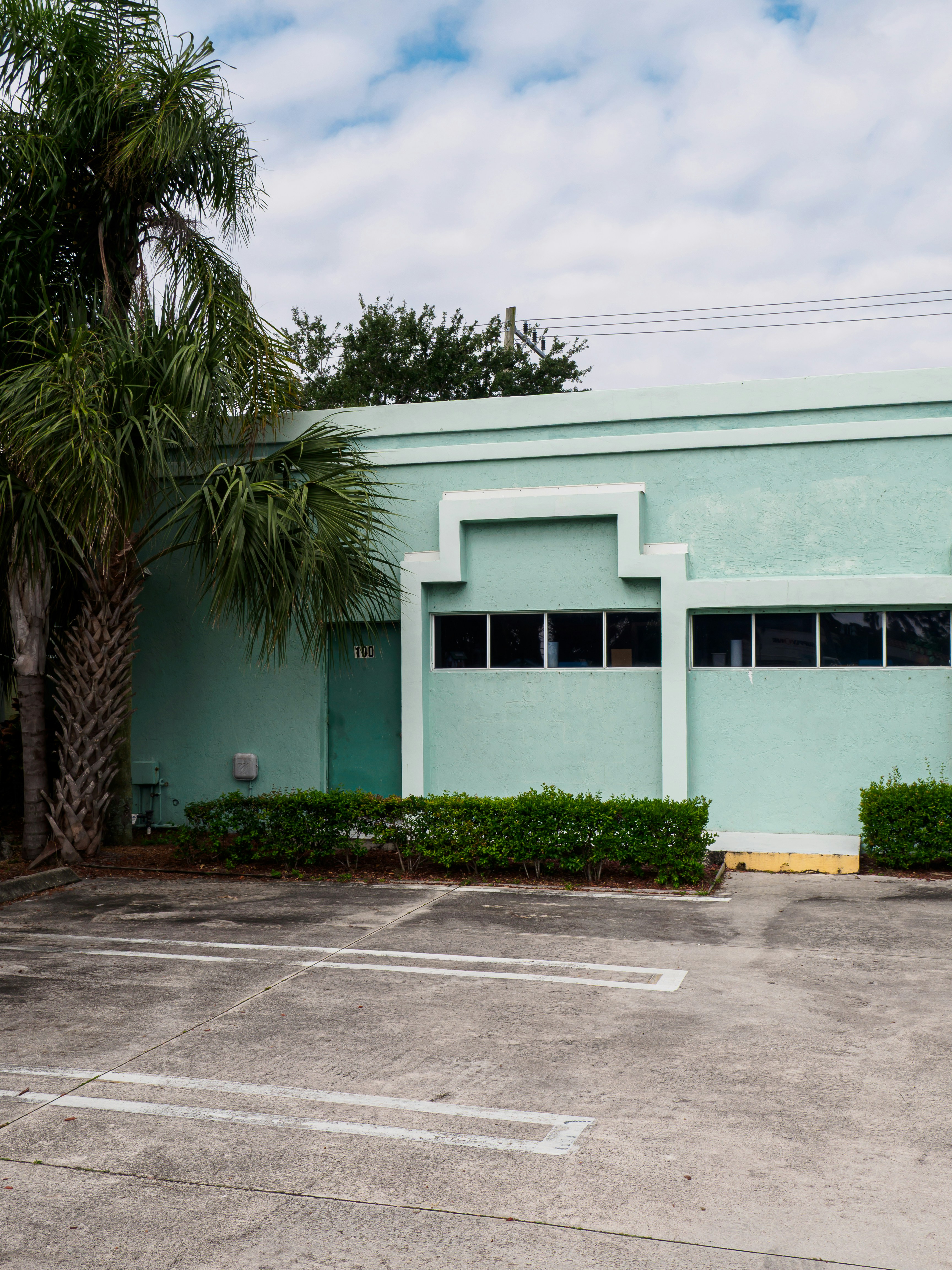 Minted Facade, Shaded Parking, and Palm Fronds