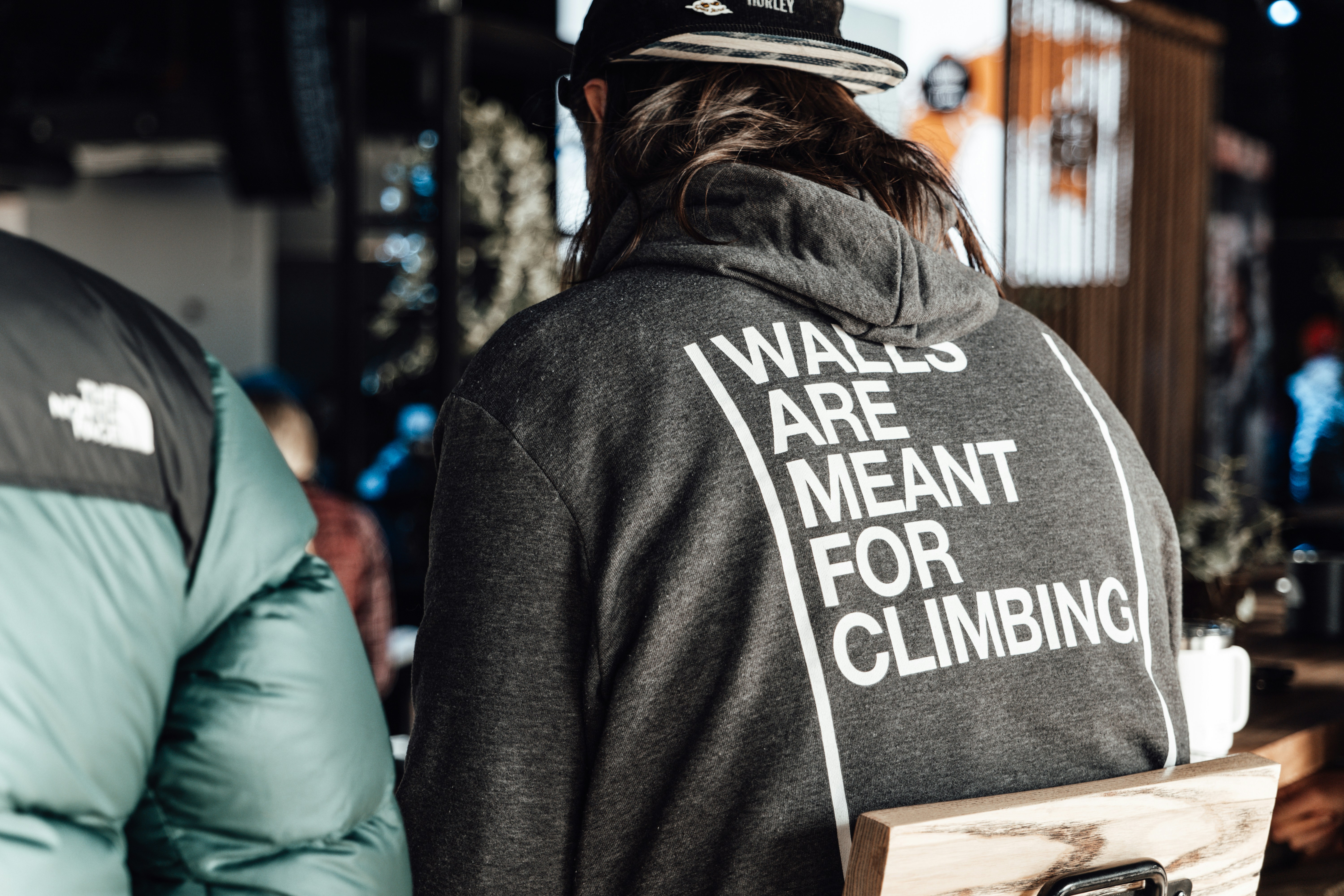 Hoodie Message in a Quiet Climb Scene
