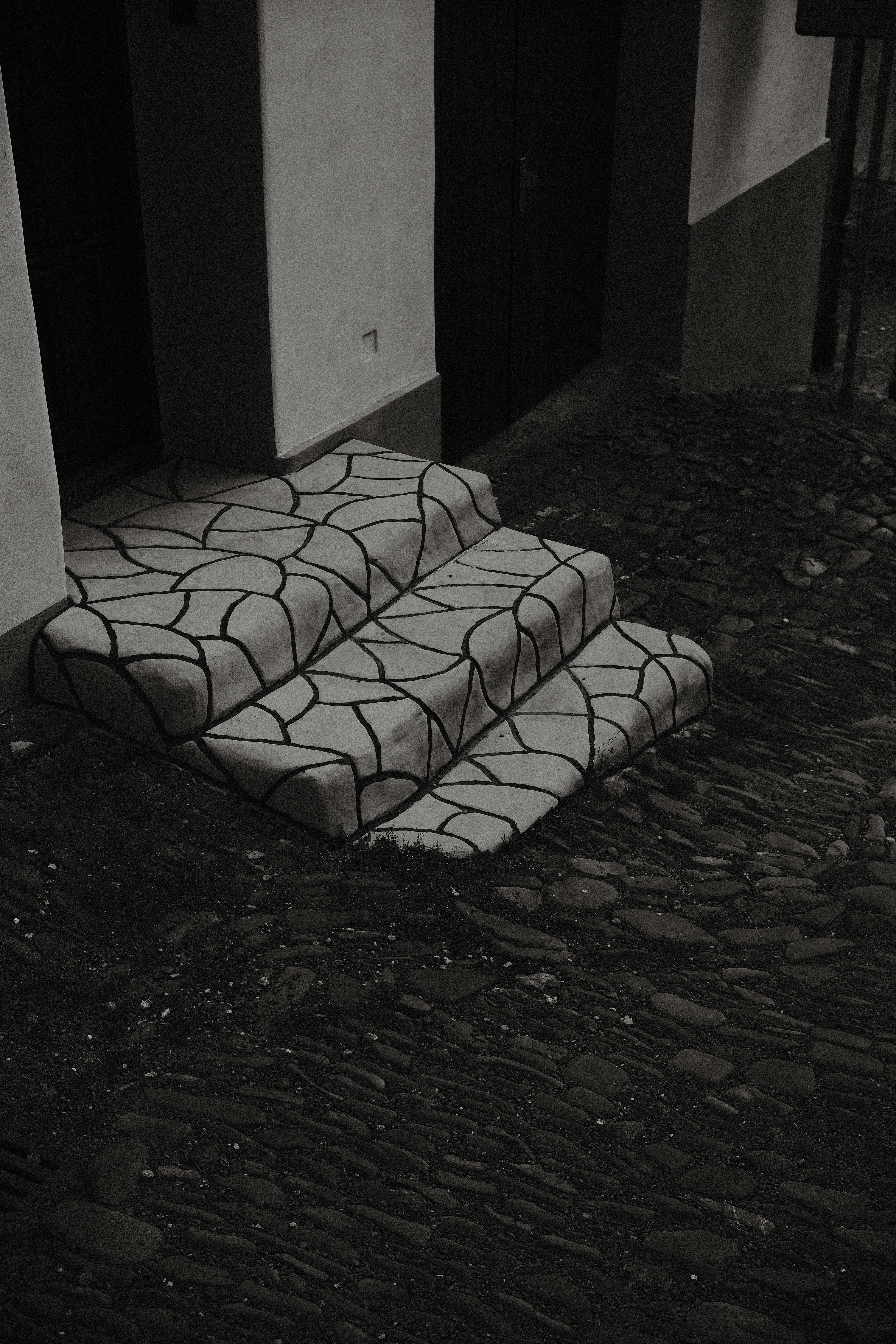 Stone steps leading to a doorway.