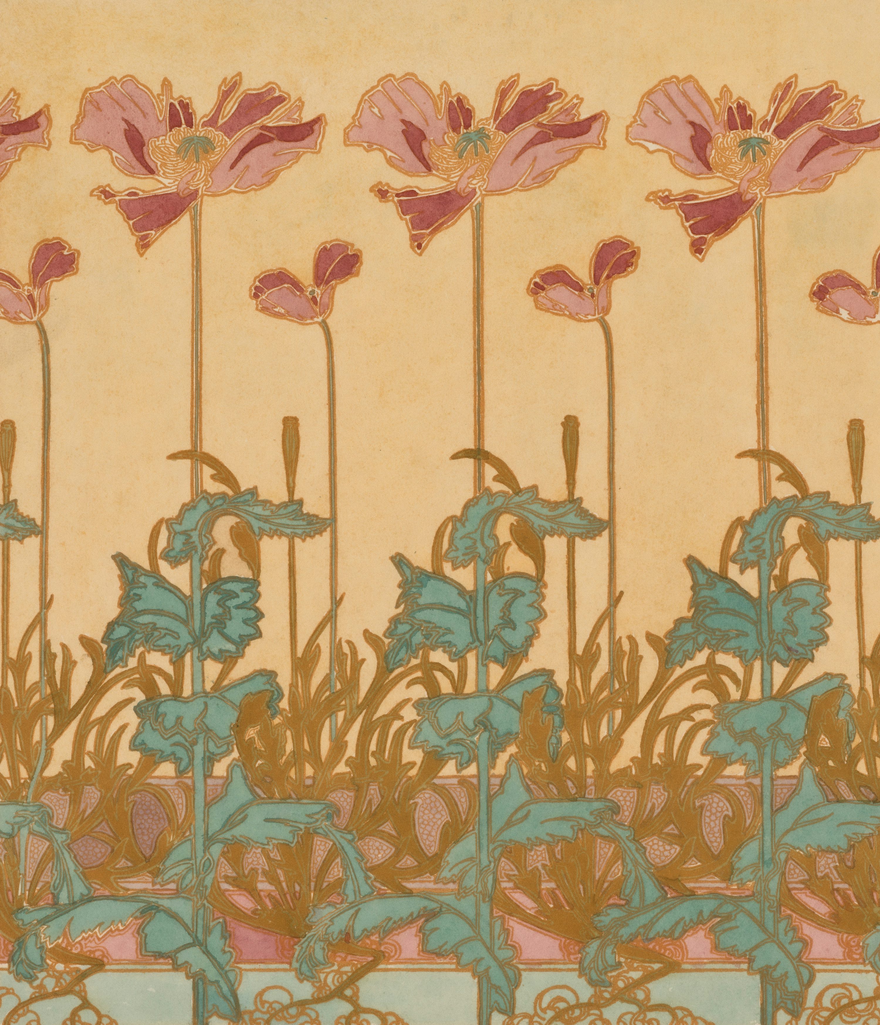 Pink poppies and foliage create a decorative border. photo – Free ... Pink poppies and foliage create a decorative border. photo – Free ...