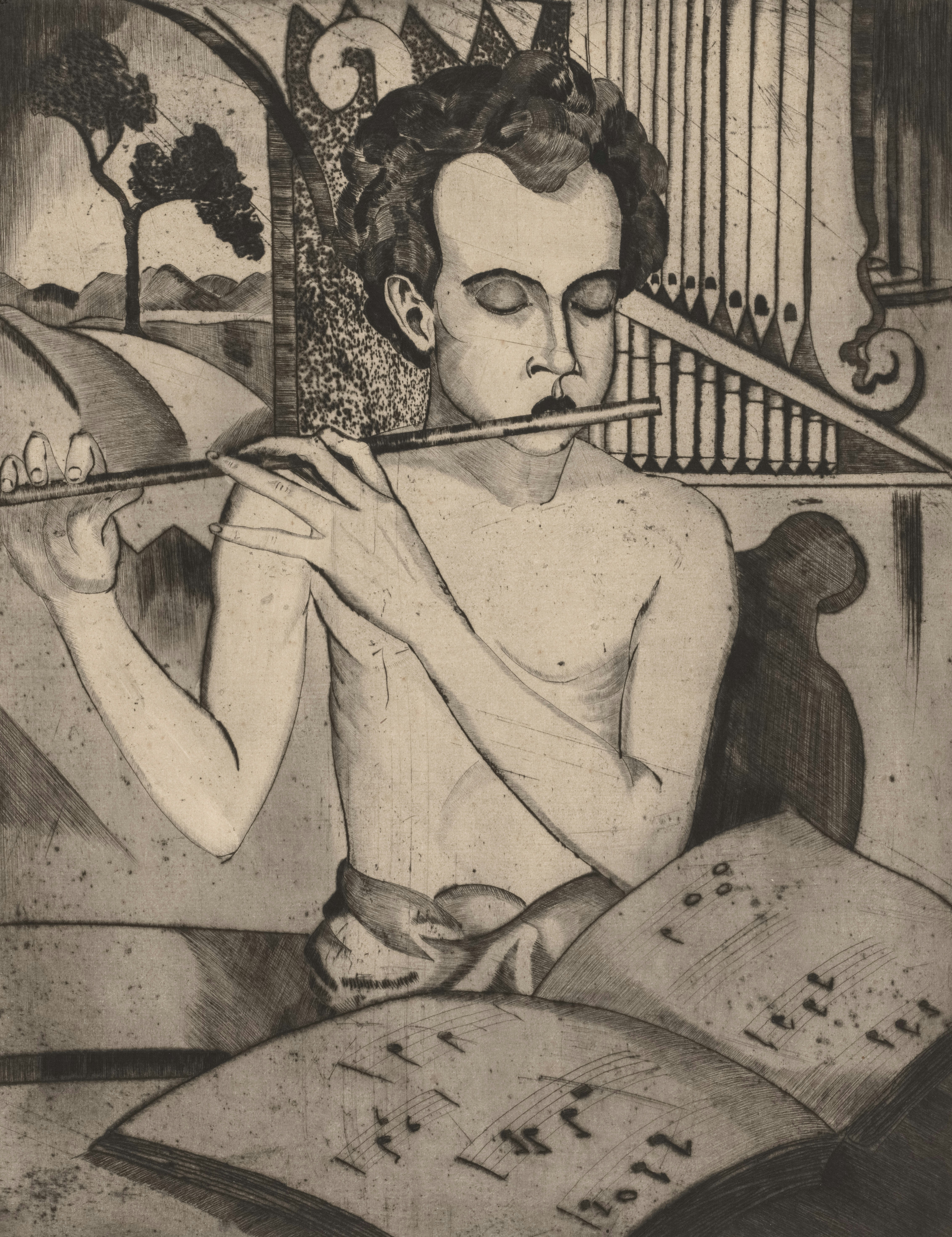 Inkbound Sonata: A Flutist Between Pages and Pillars