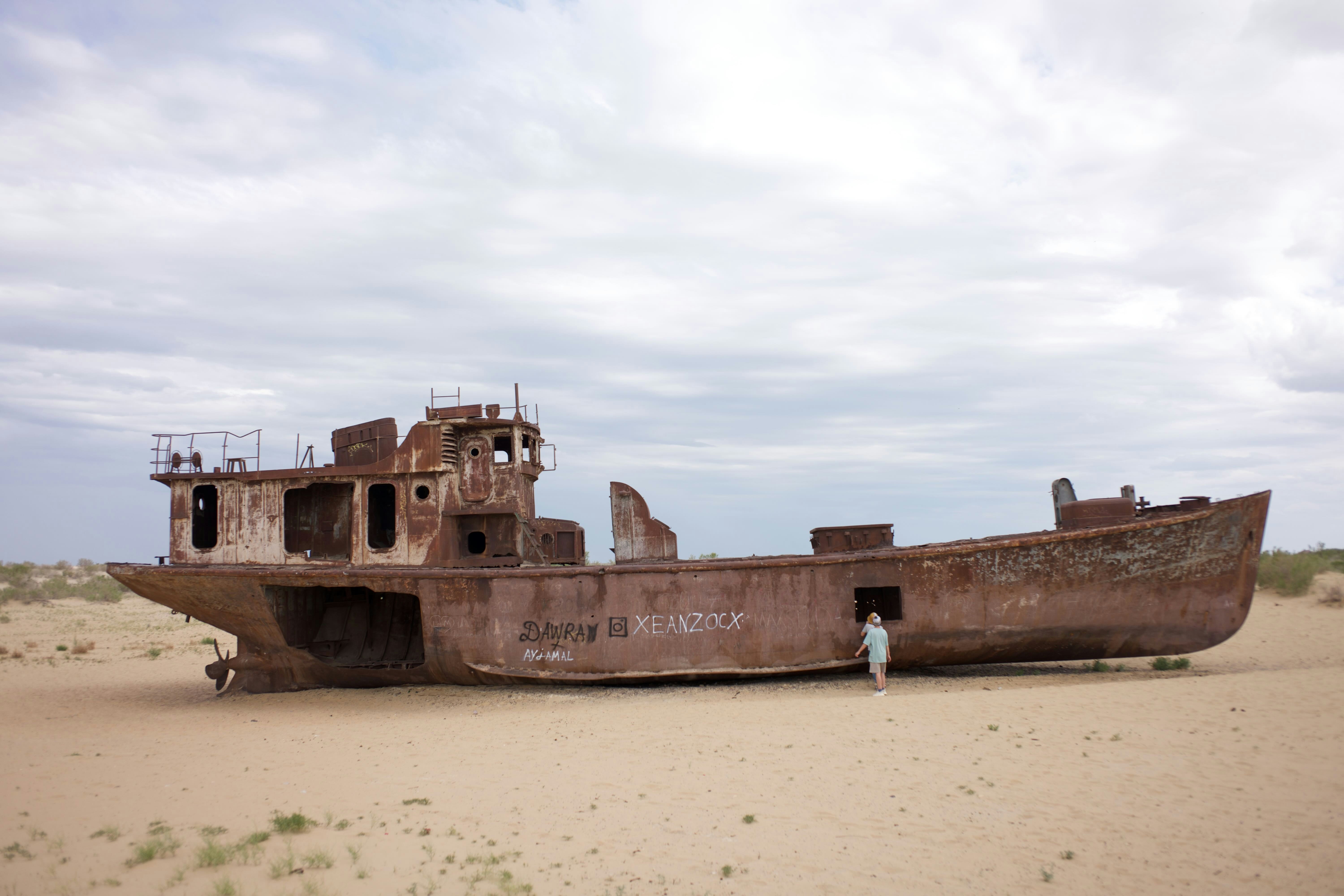 Rusting giant on the salt-sand horizon