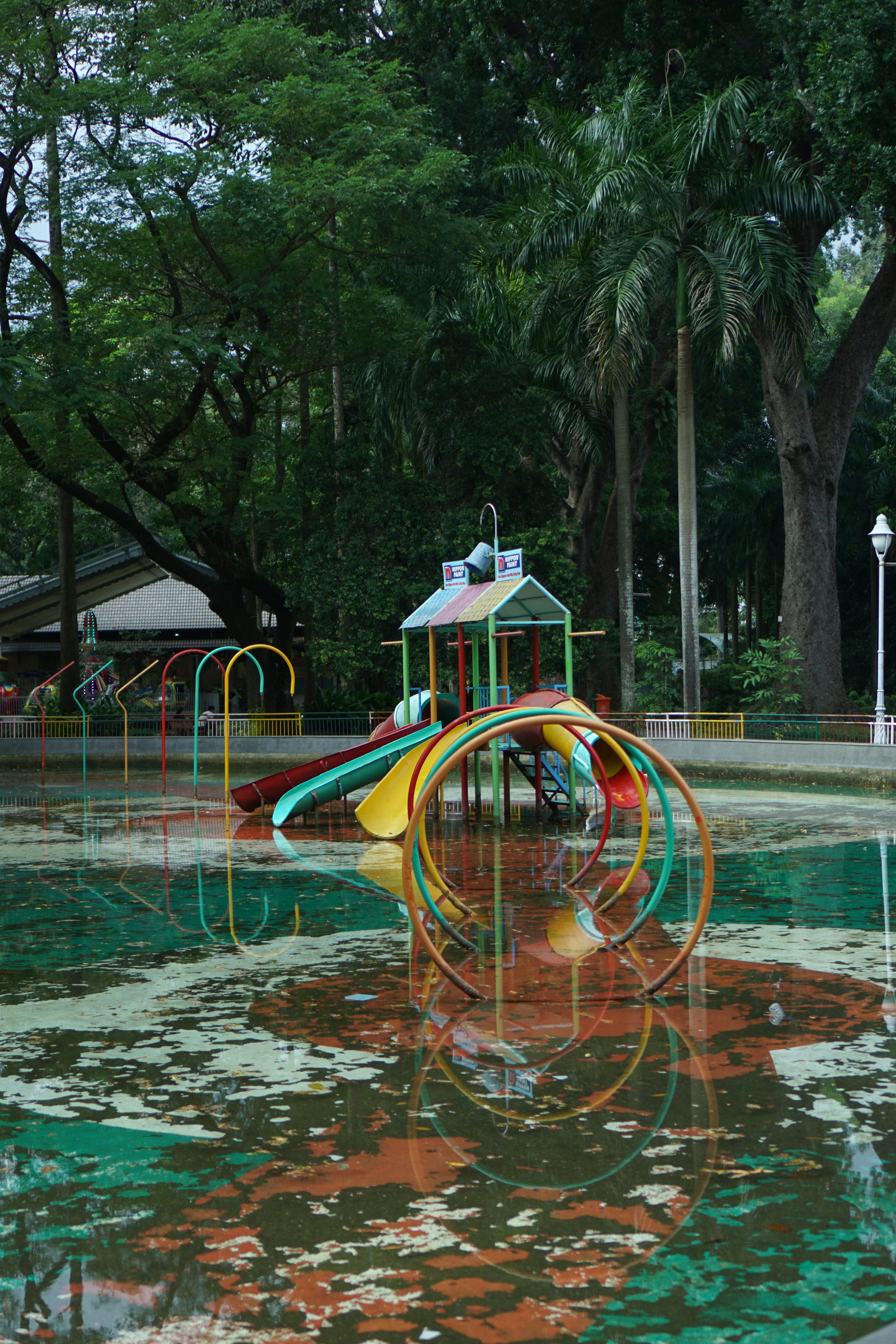 Whimsical Reflections in a Colorful Playground