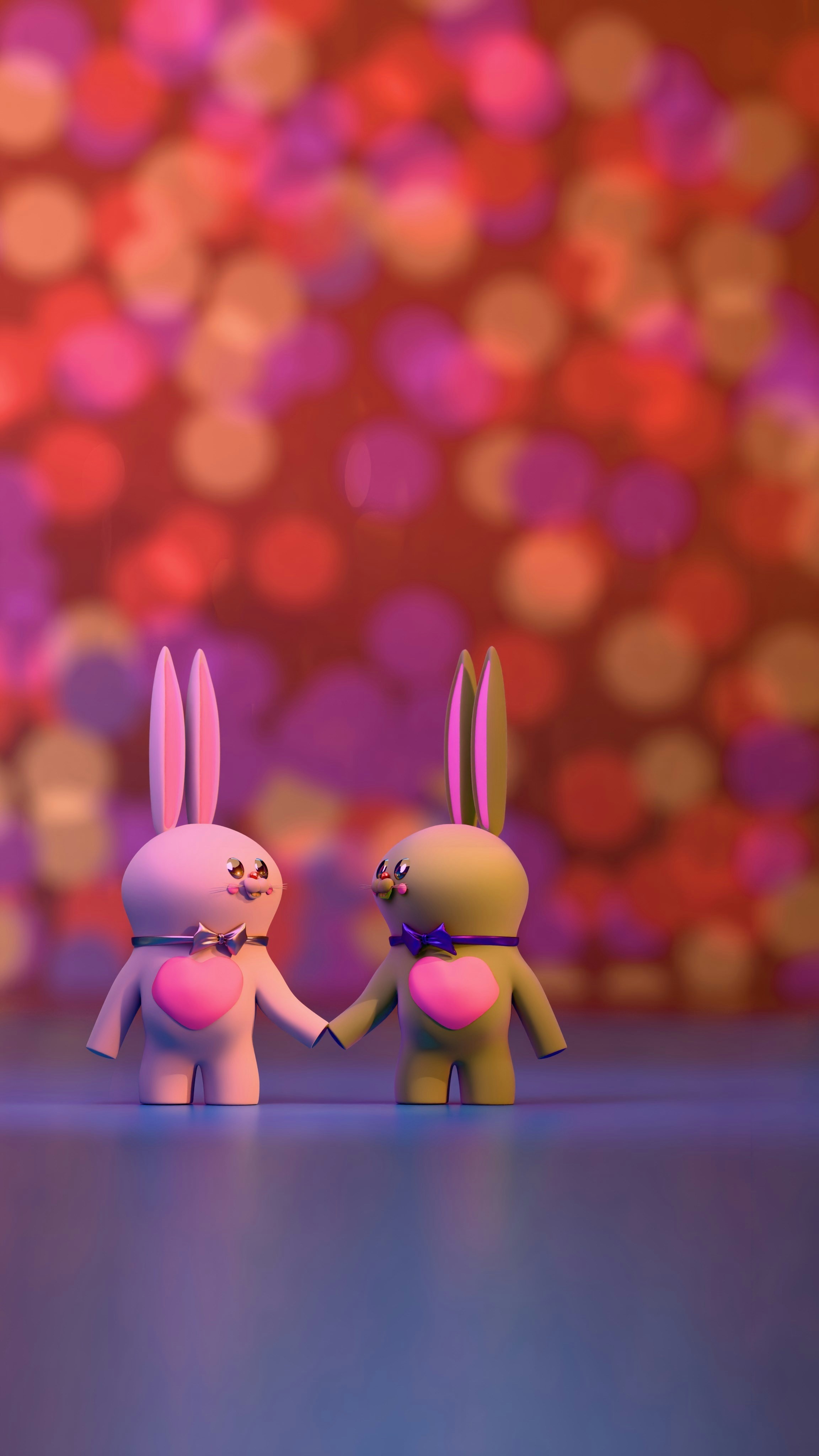Two cartoon rabbits holding hands. photo – Free Illustration Image on ...
