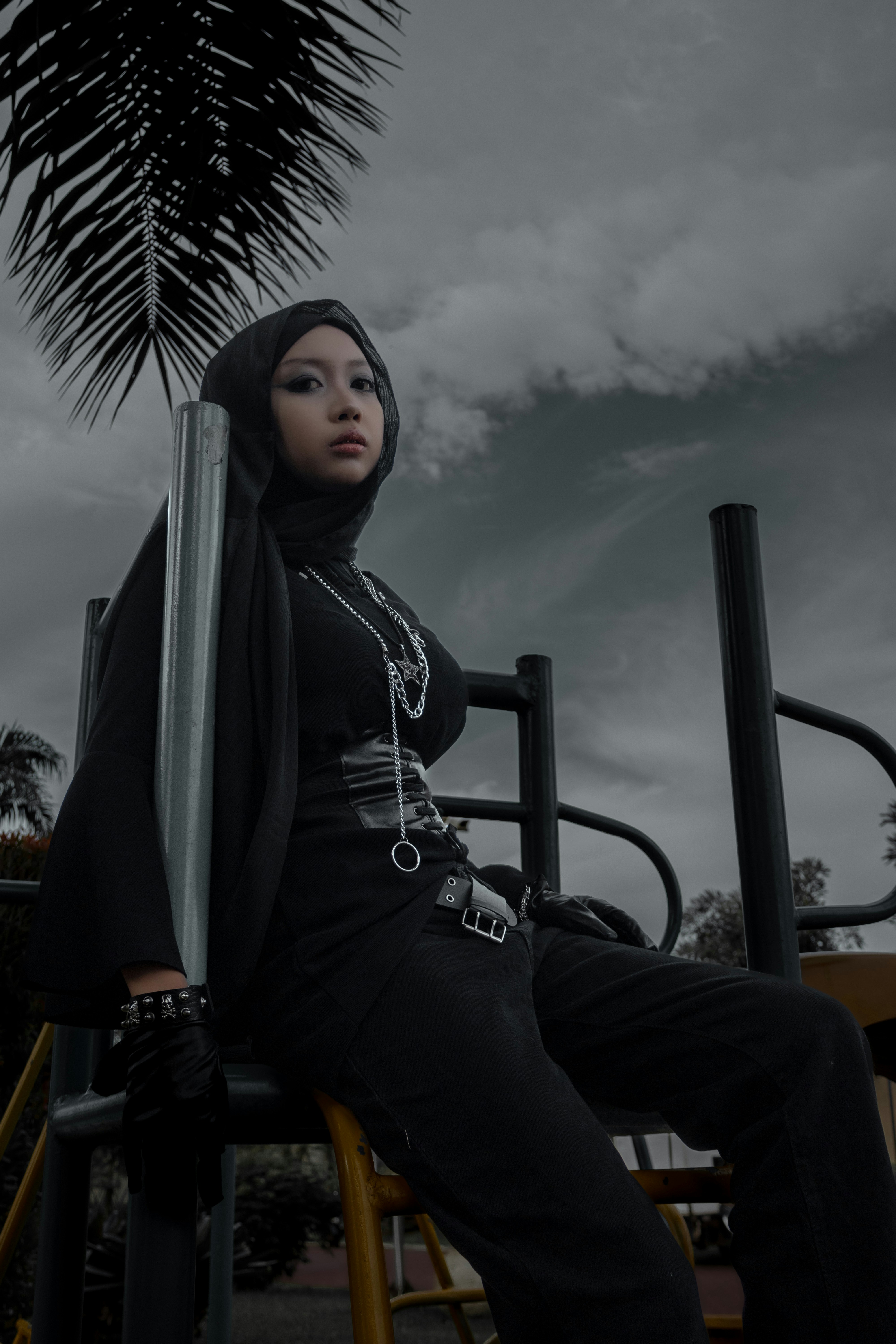 Monochrome Grace in the Playground