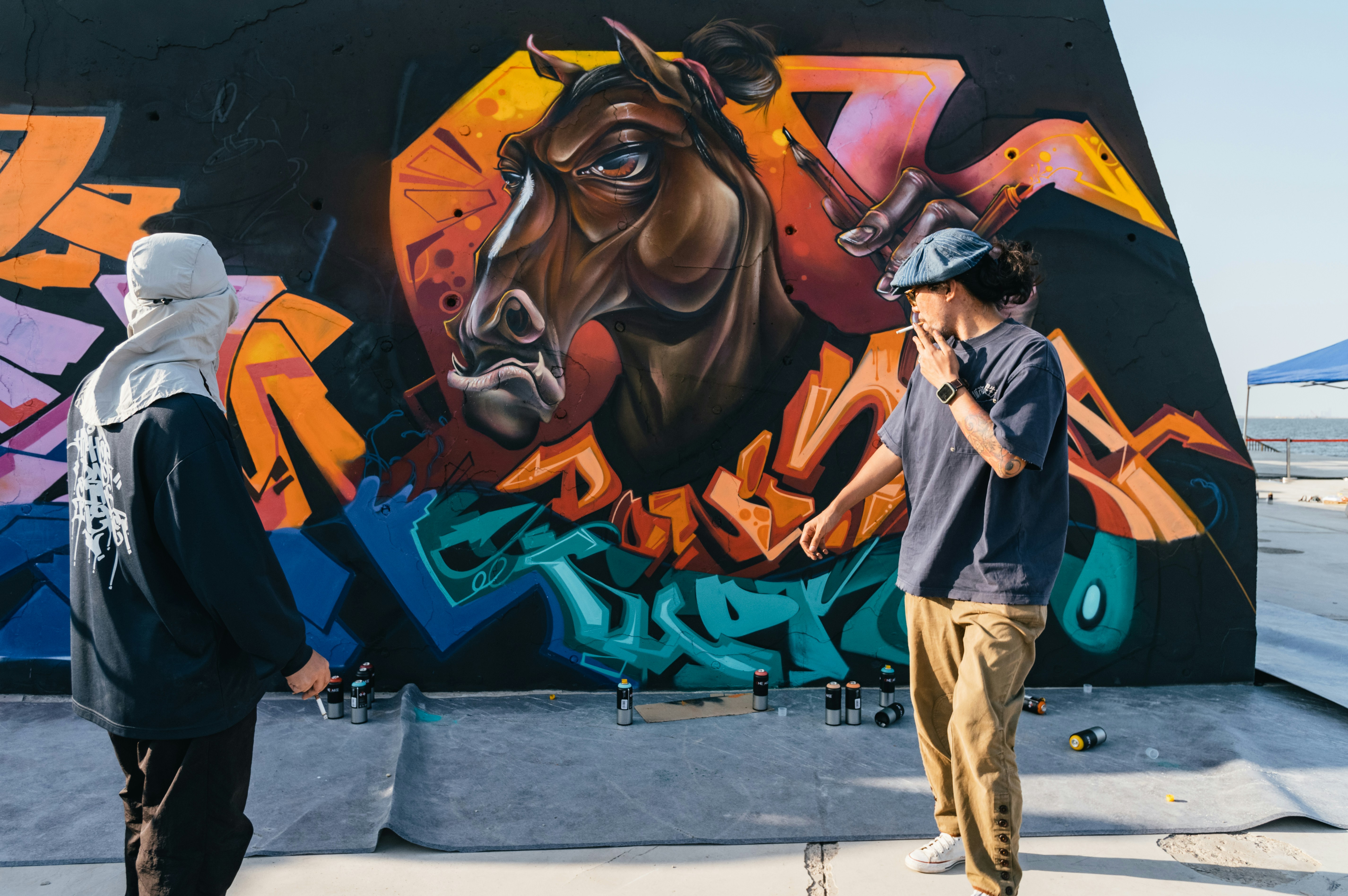 Graffiti Thunder: A Horse Portrait Brightens the Concrete Canvas