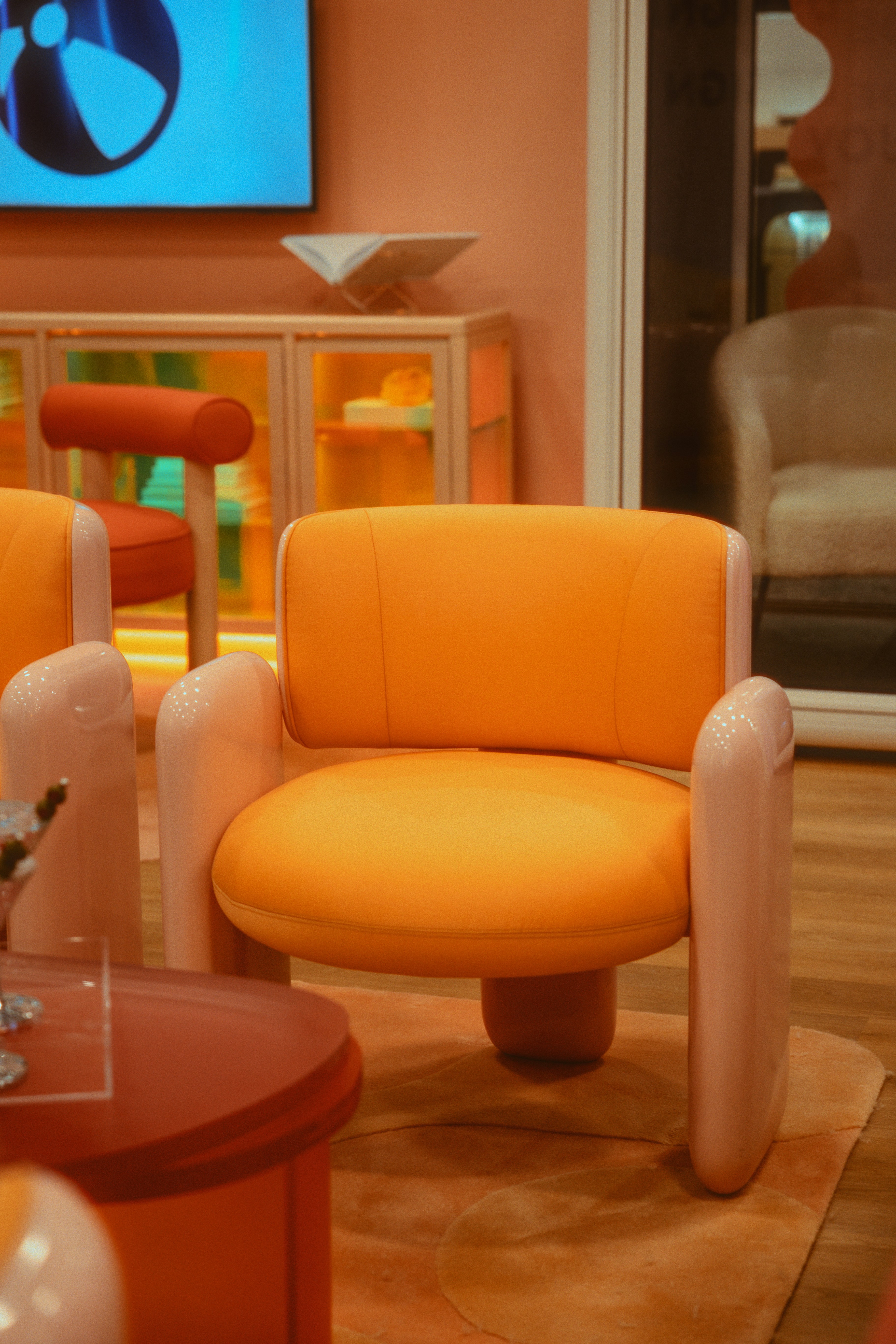 Central Orange Oasis: A Modern Lounge Chair in Warm Ambience