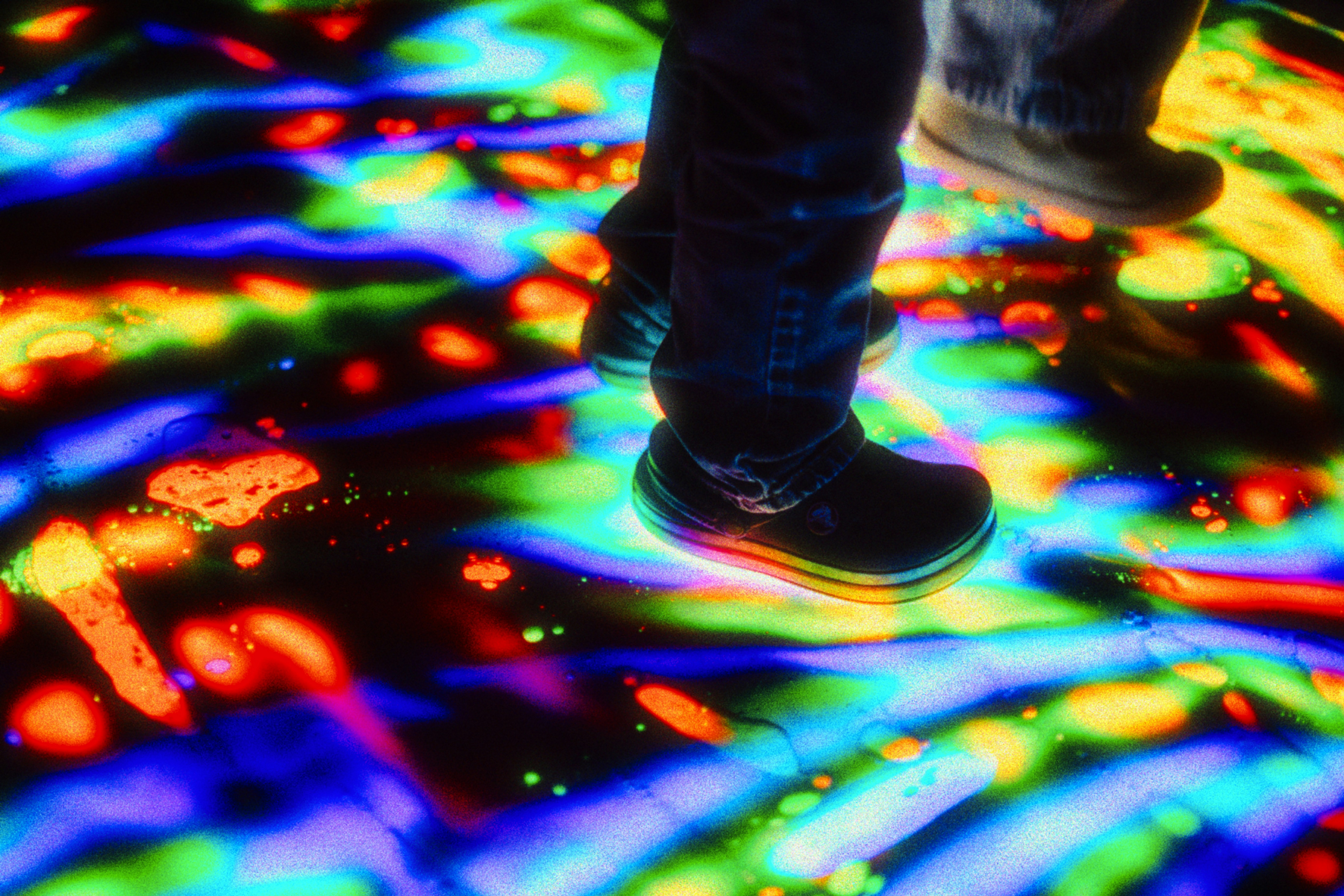 Feet walk on a glowing, colorful dance floor. photo – Free Art Image on ...
