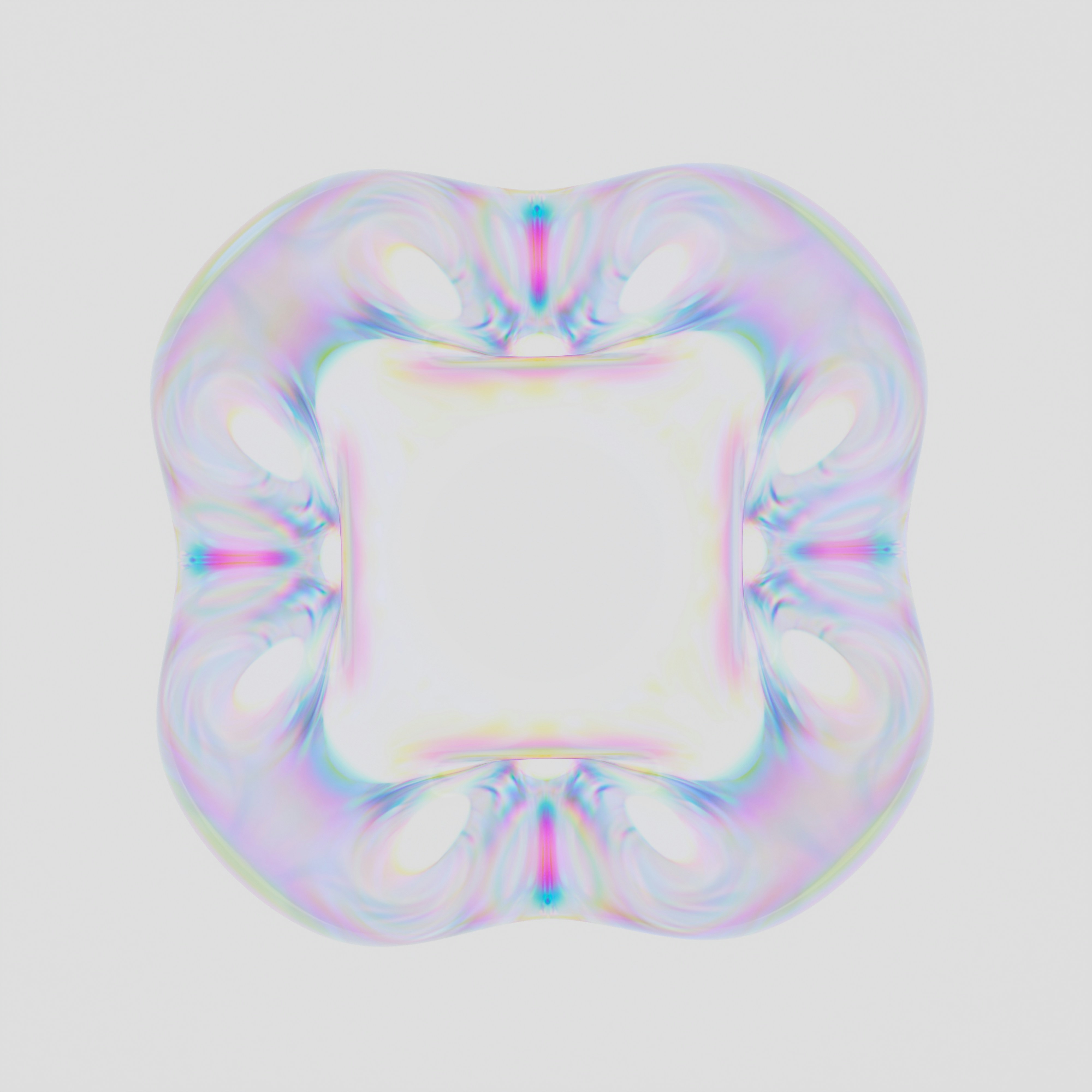 Uma forma pastel e iridescente flutua sobre um fundo branco. foto ...