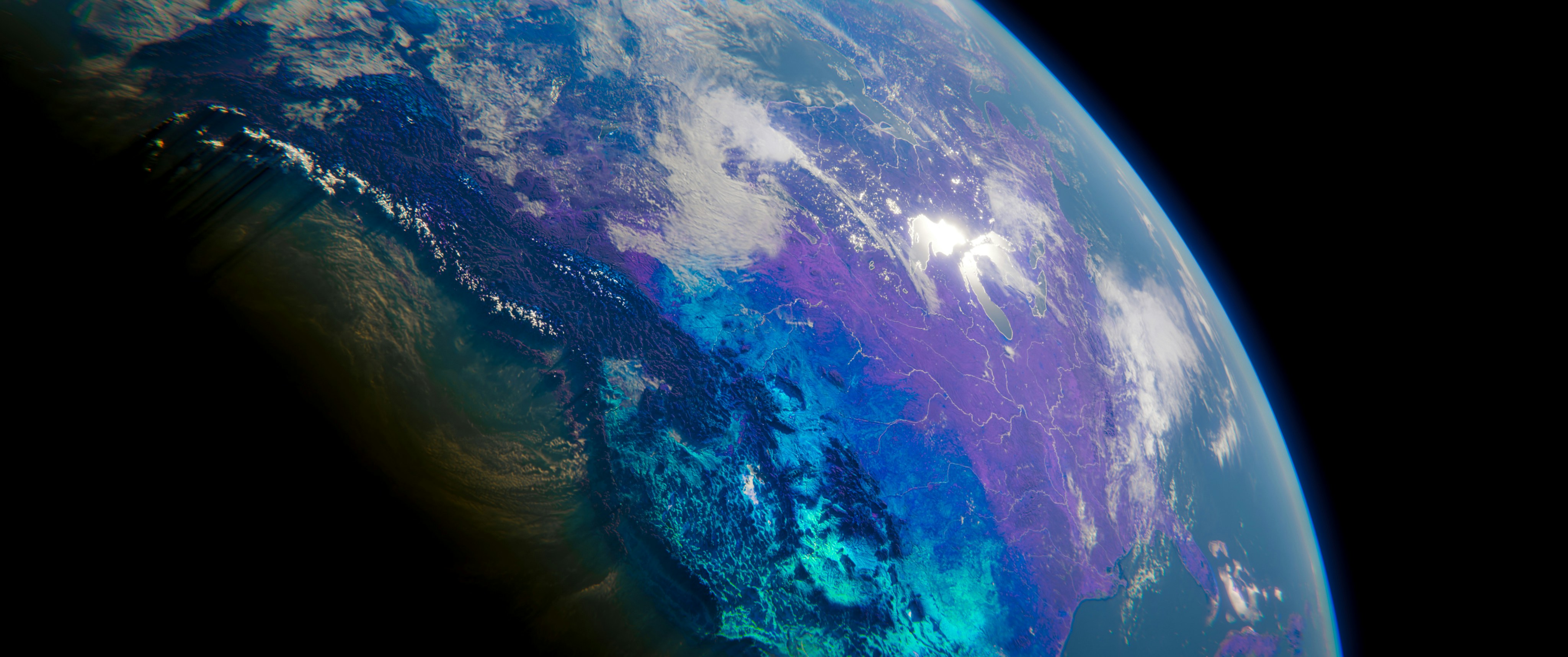 Here's a short caption: a beautiful view of the earth from space. photo ...