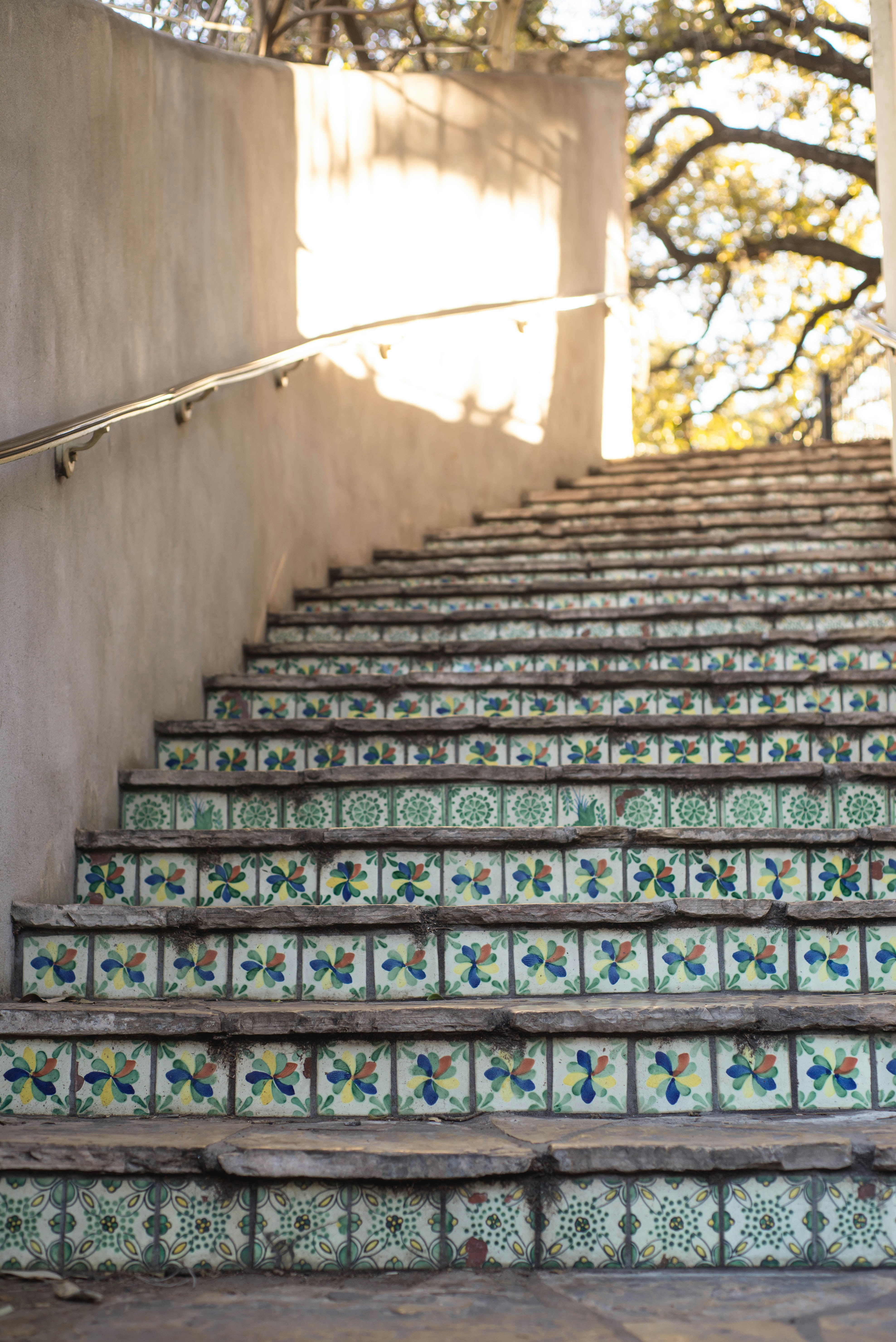 Tiles in Bloom: Staircase of Painted Steps