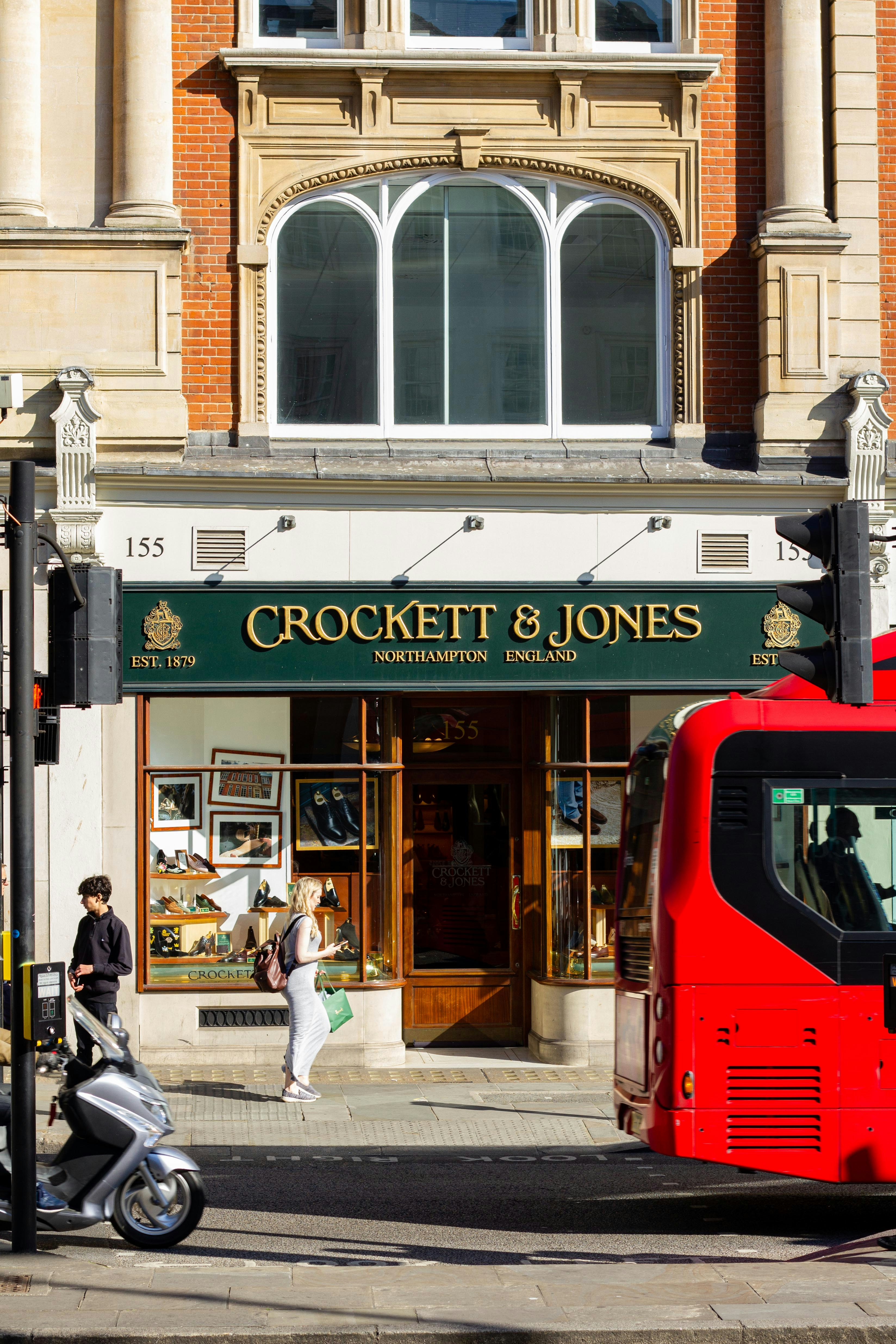 Crockett & jones shoe shop with a red bus. photo – Free London Image on ...