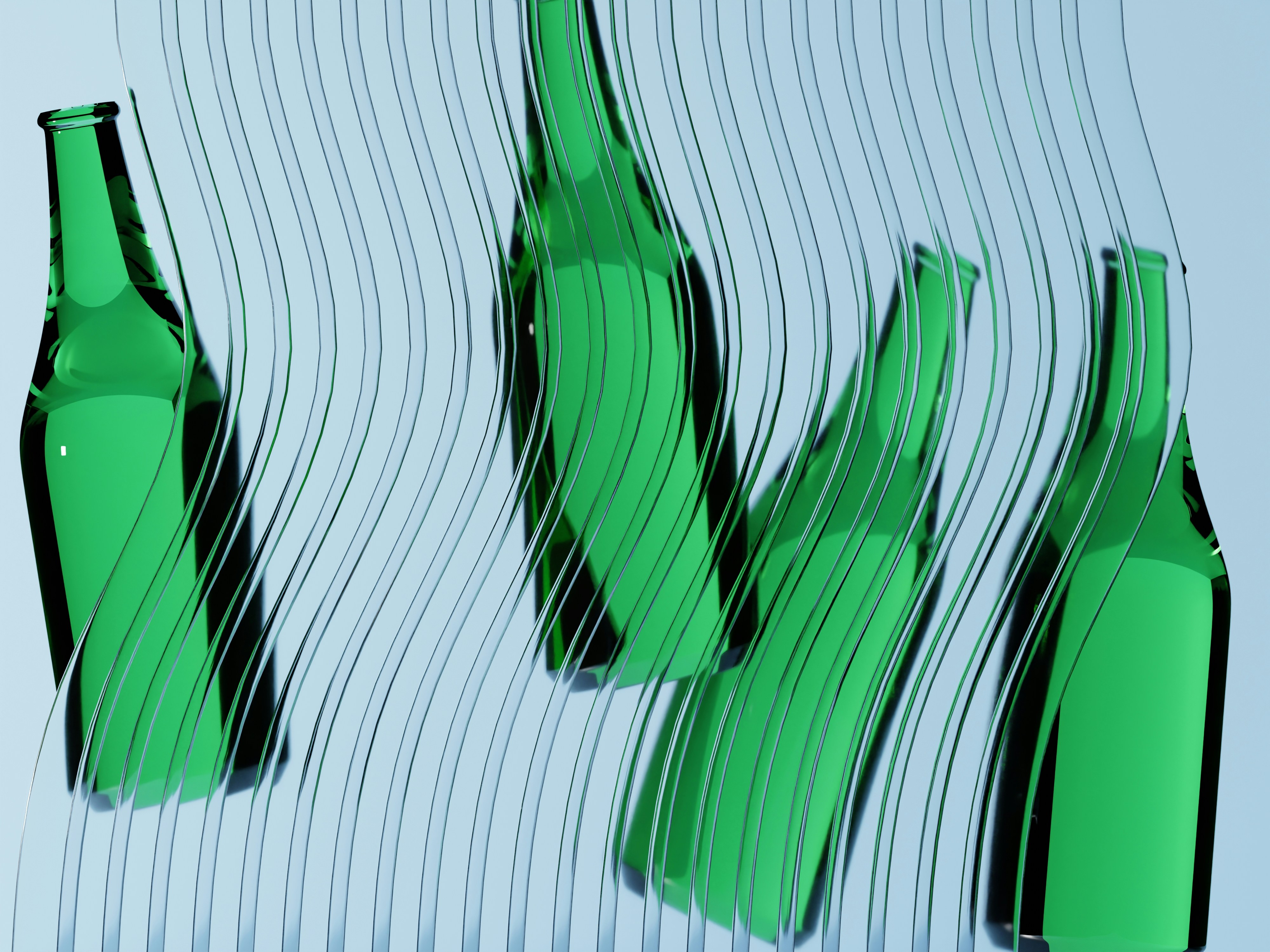 Green bottles are distorted with wavy lines. photo – Free Wallpaper ...