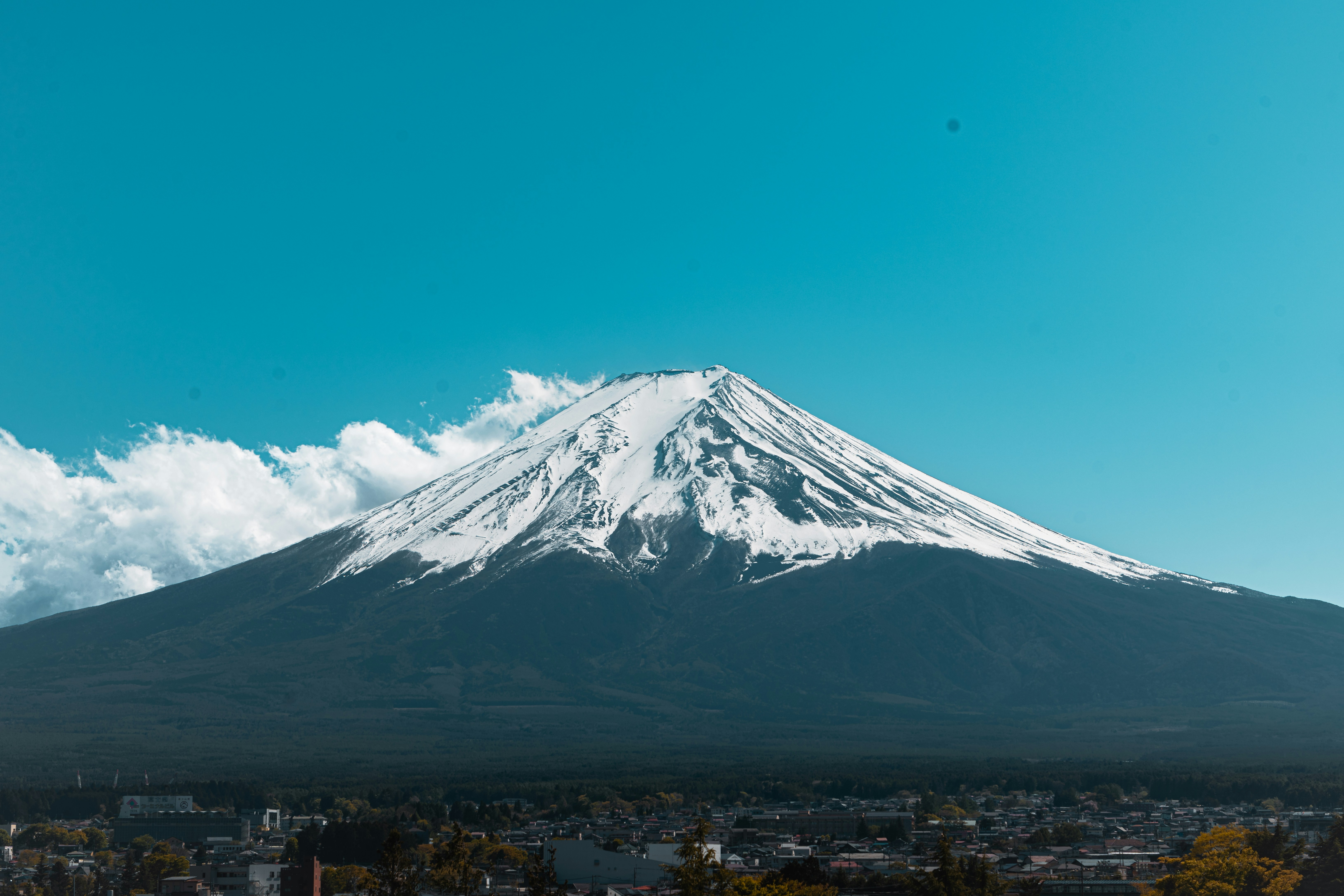 Mount fuji, japan, under a bright blue sky. photo – Free Wallpaper ...