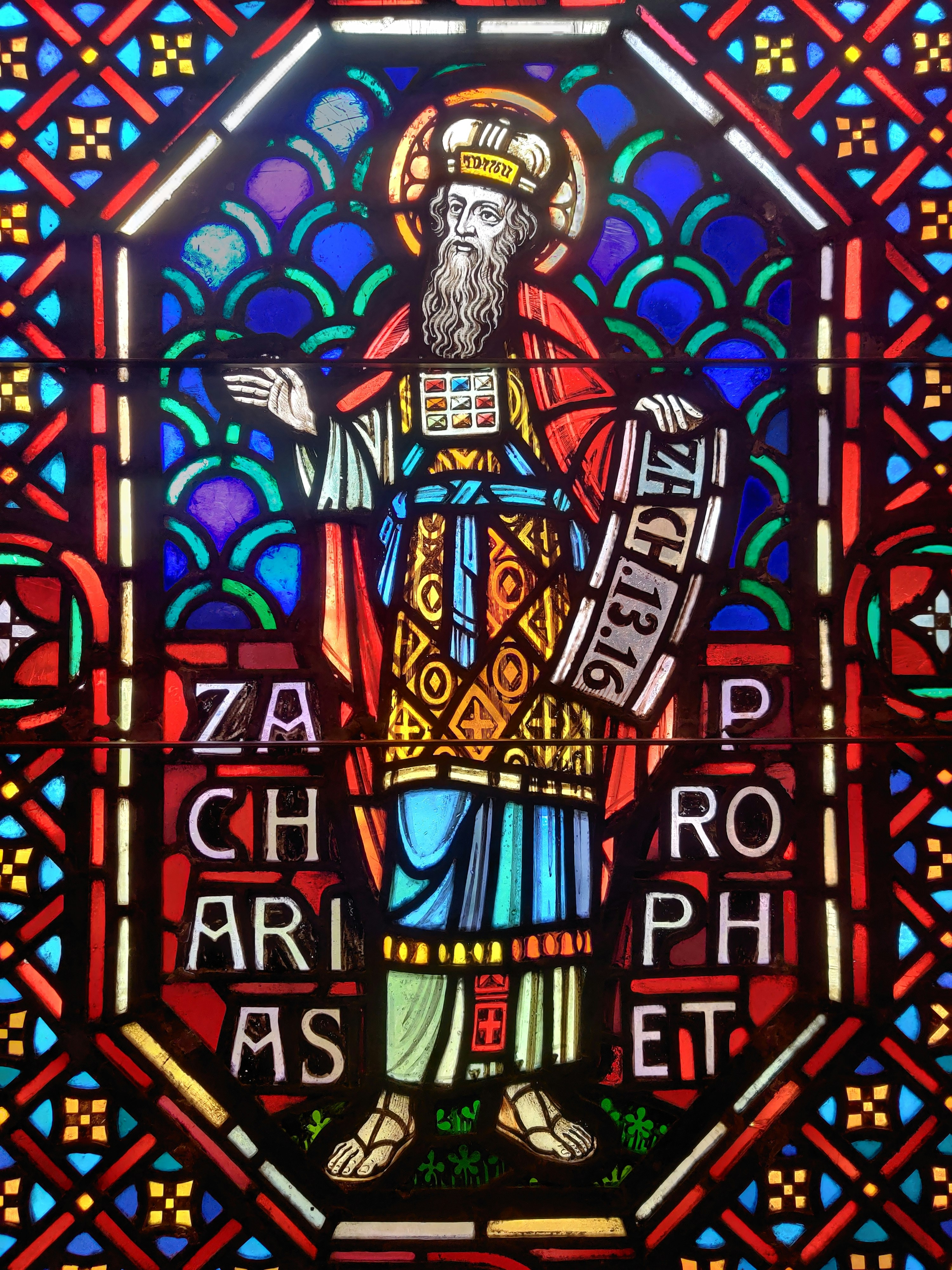 A stained glass window of zacharias the prophet. photo – Free Art Image ...