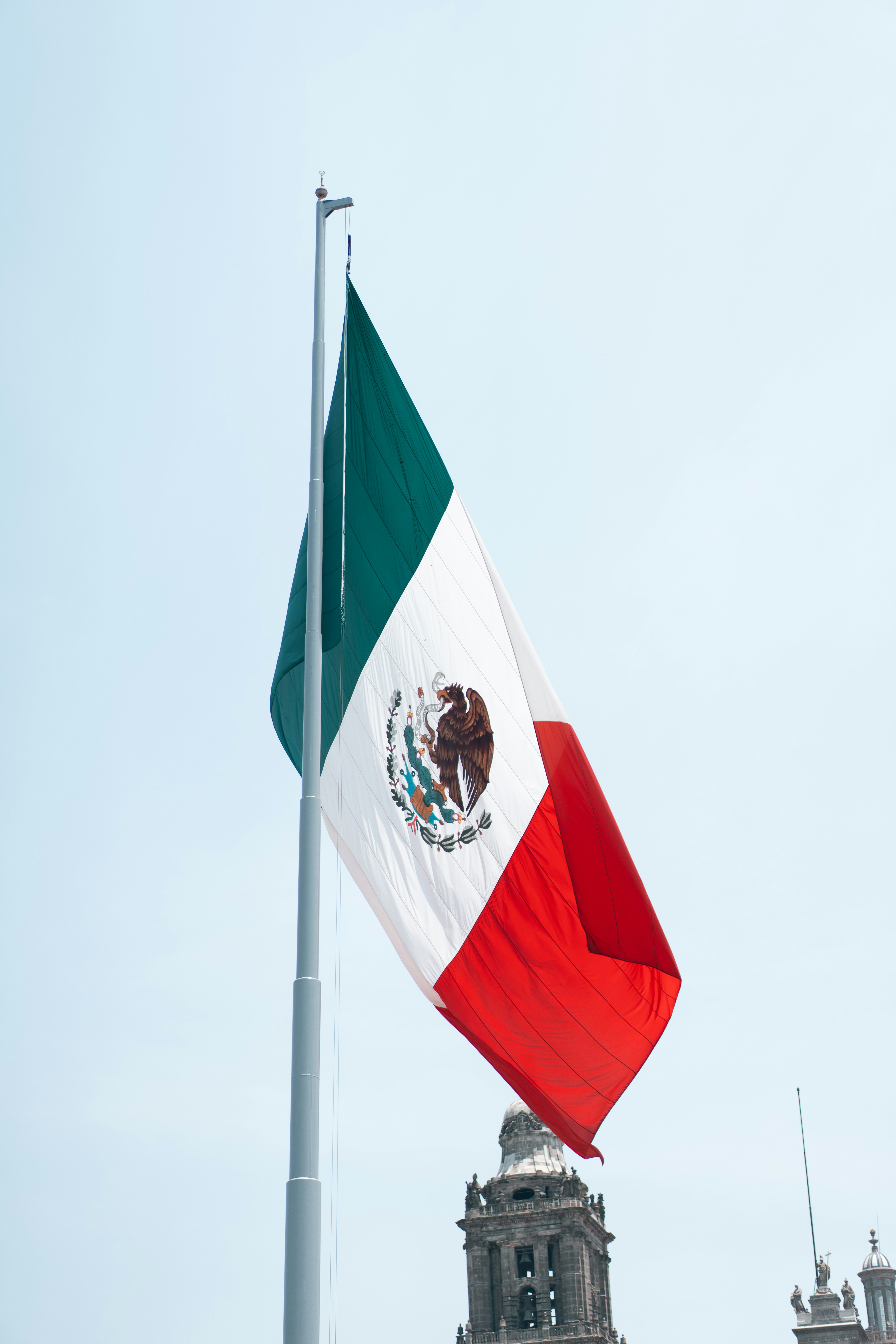 La bandera mexicana ondea en el cielo. foto – Imagen de Animal gratuita ...