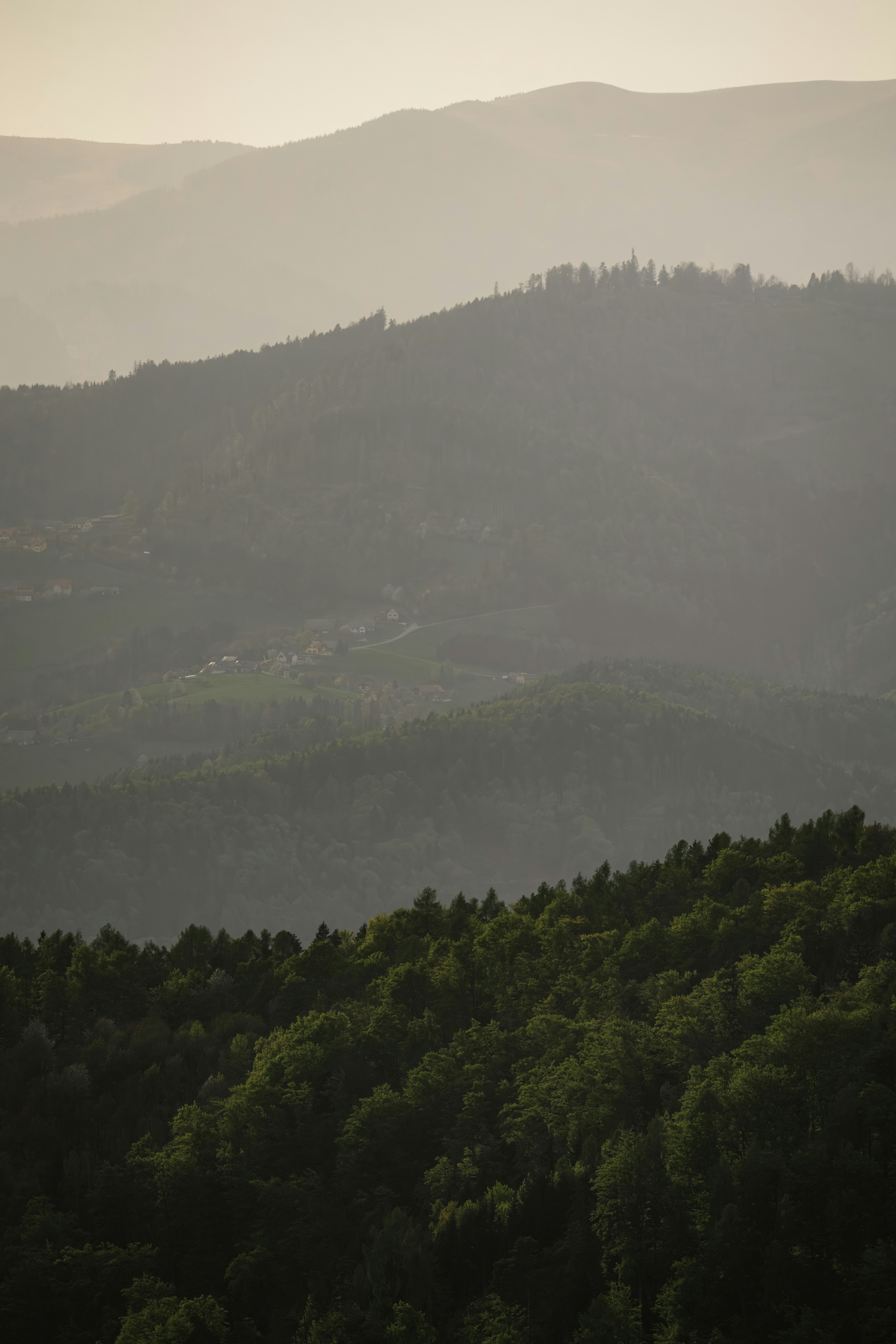 Hilly landscape layered in the hazy sunlight. photo – Free Wallpaper ...