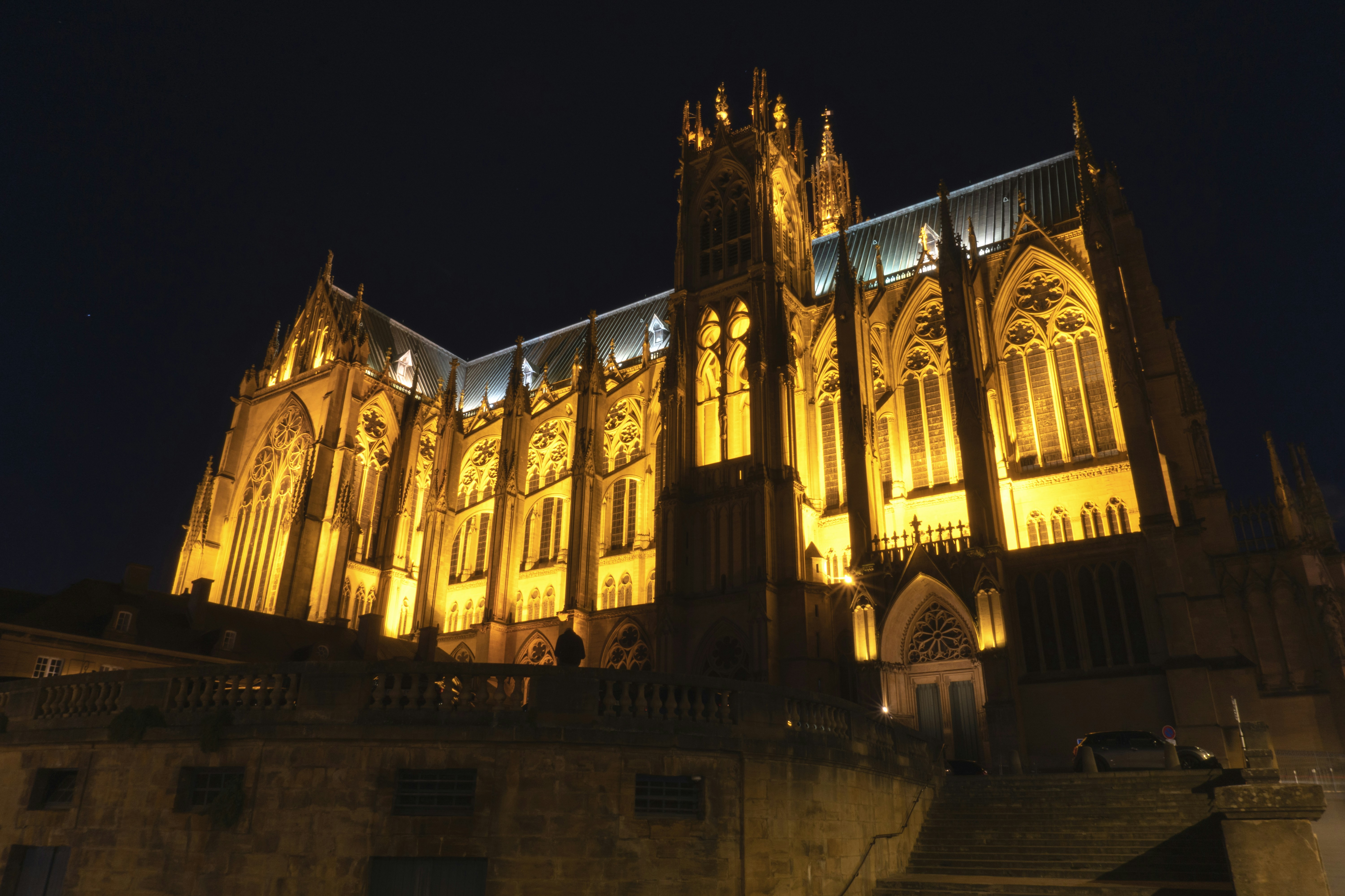 Golden Facade Under Night Sky