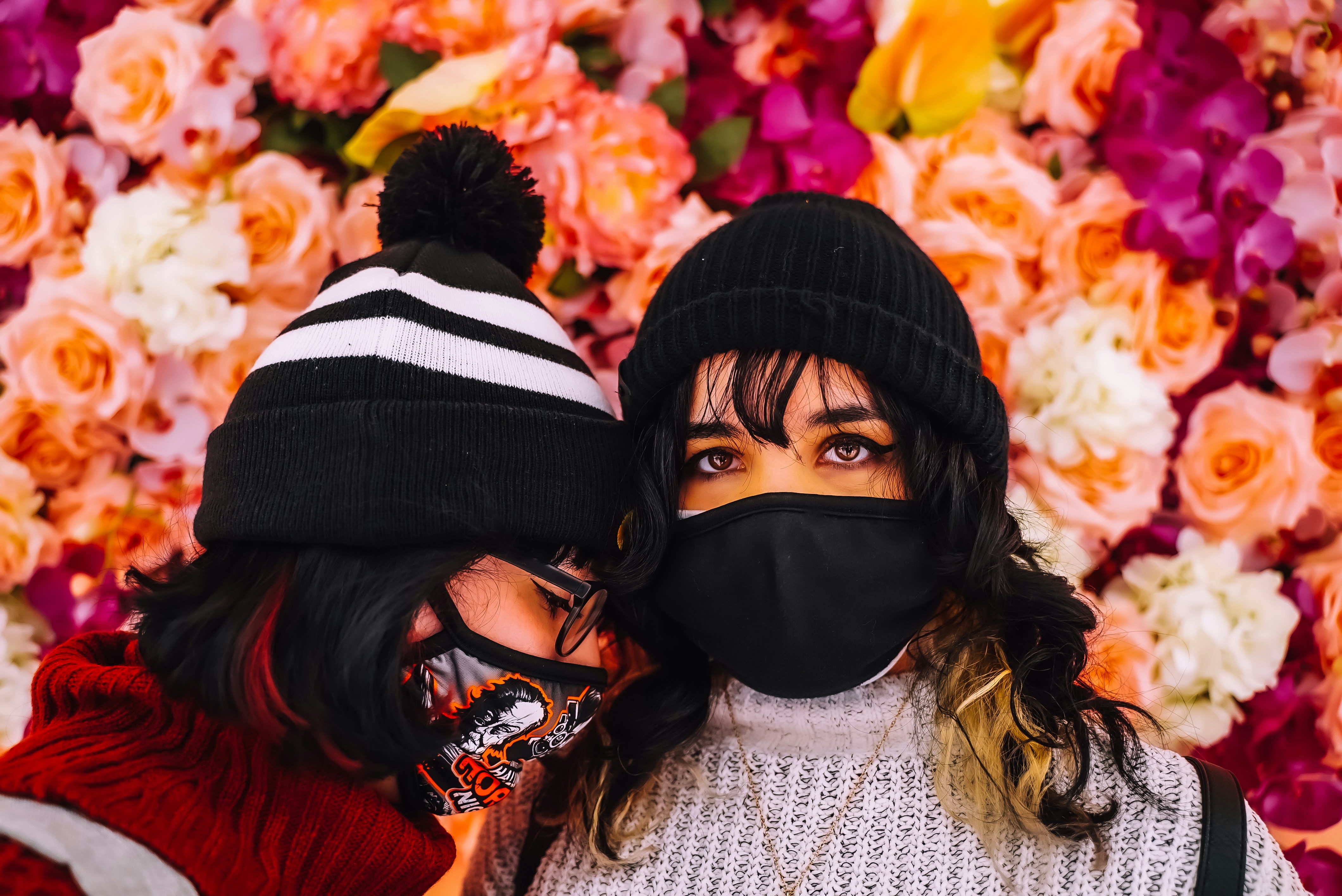Bloom Wall Bond: Two Masks in a Petal Portrait
