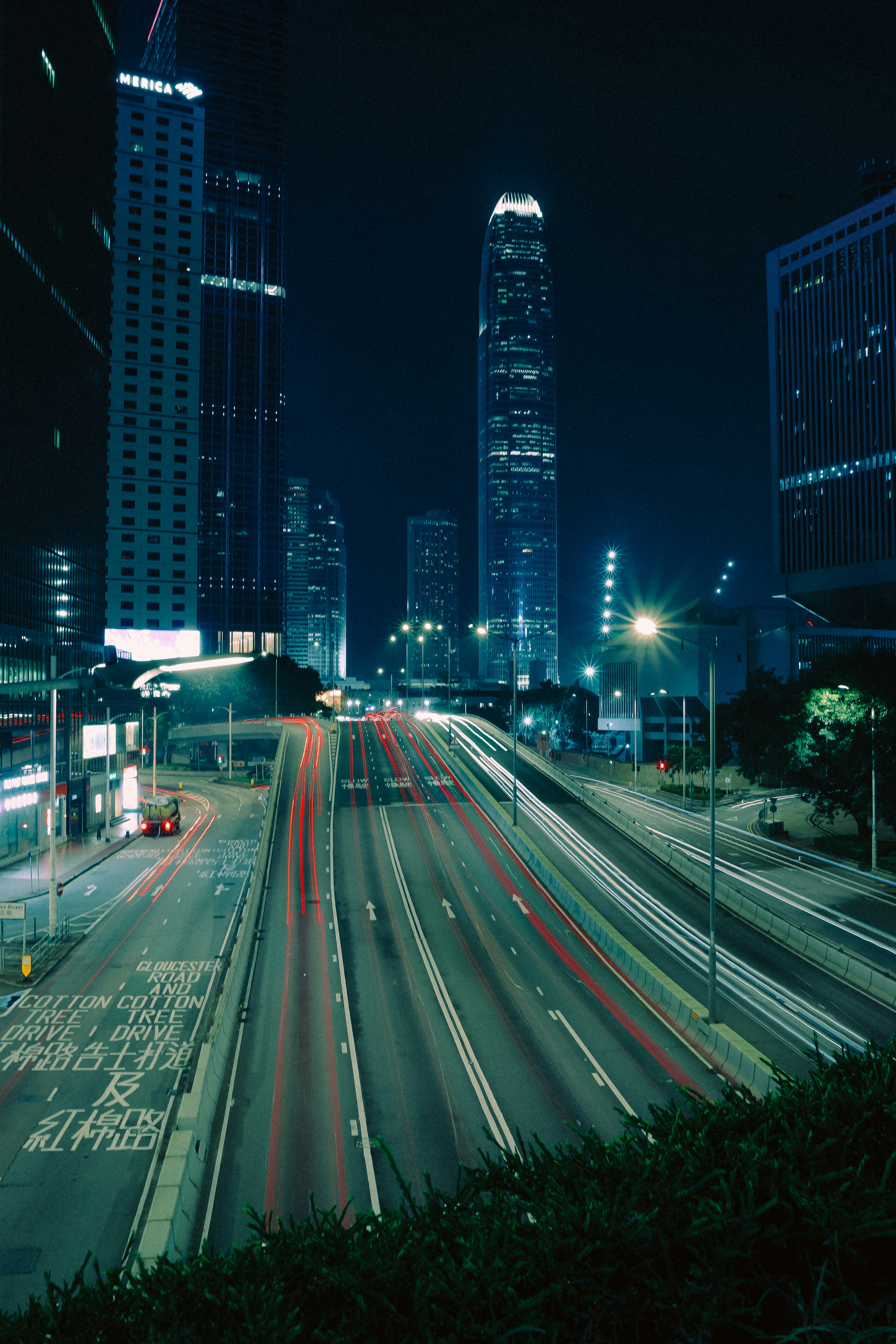 Nighttime cityscape with streaks of car lights. photo – Free City Image ...