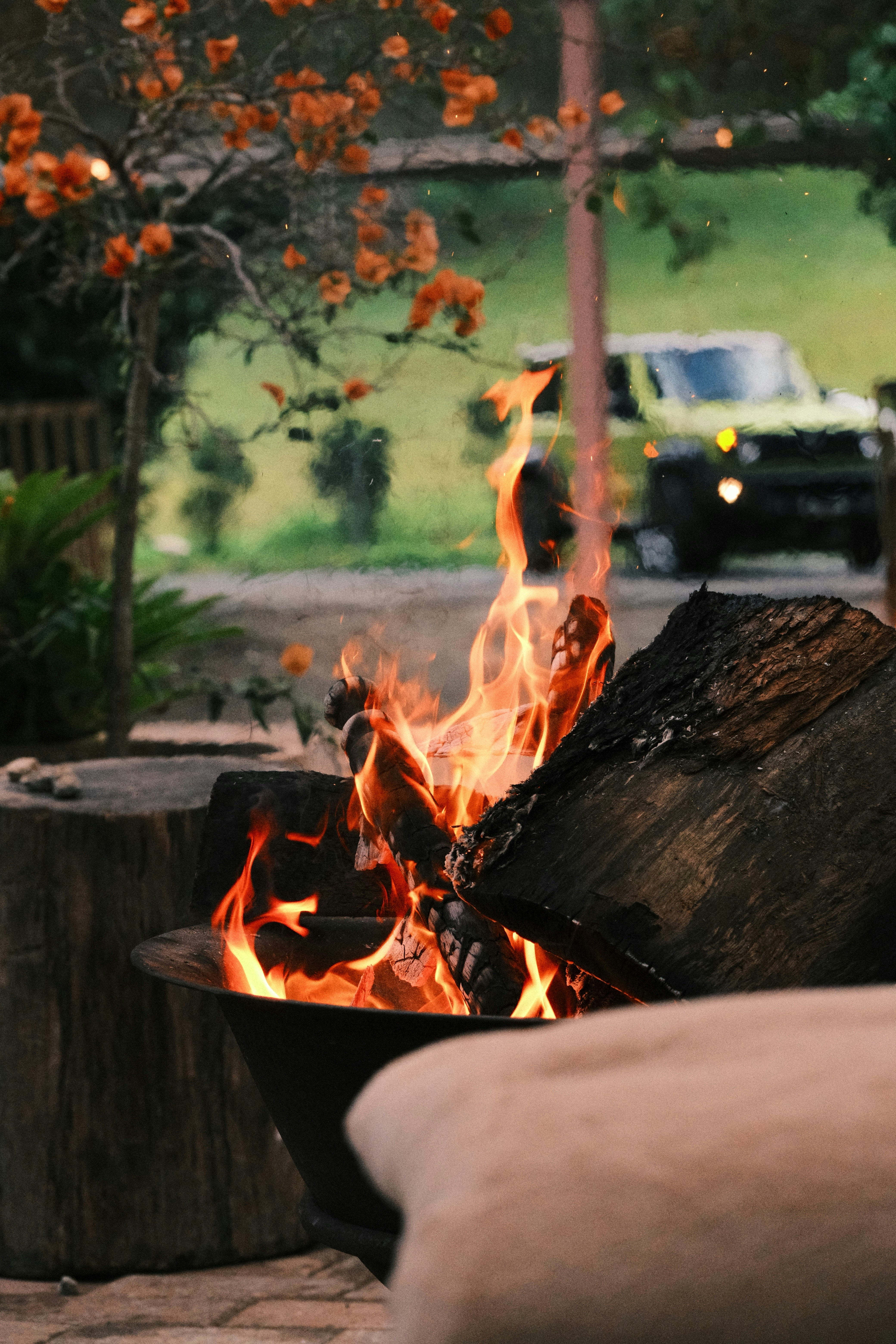 A cozy fire burns brightly in the evening. photo – Free Fire Image on ...