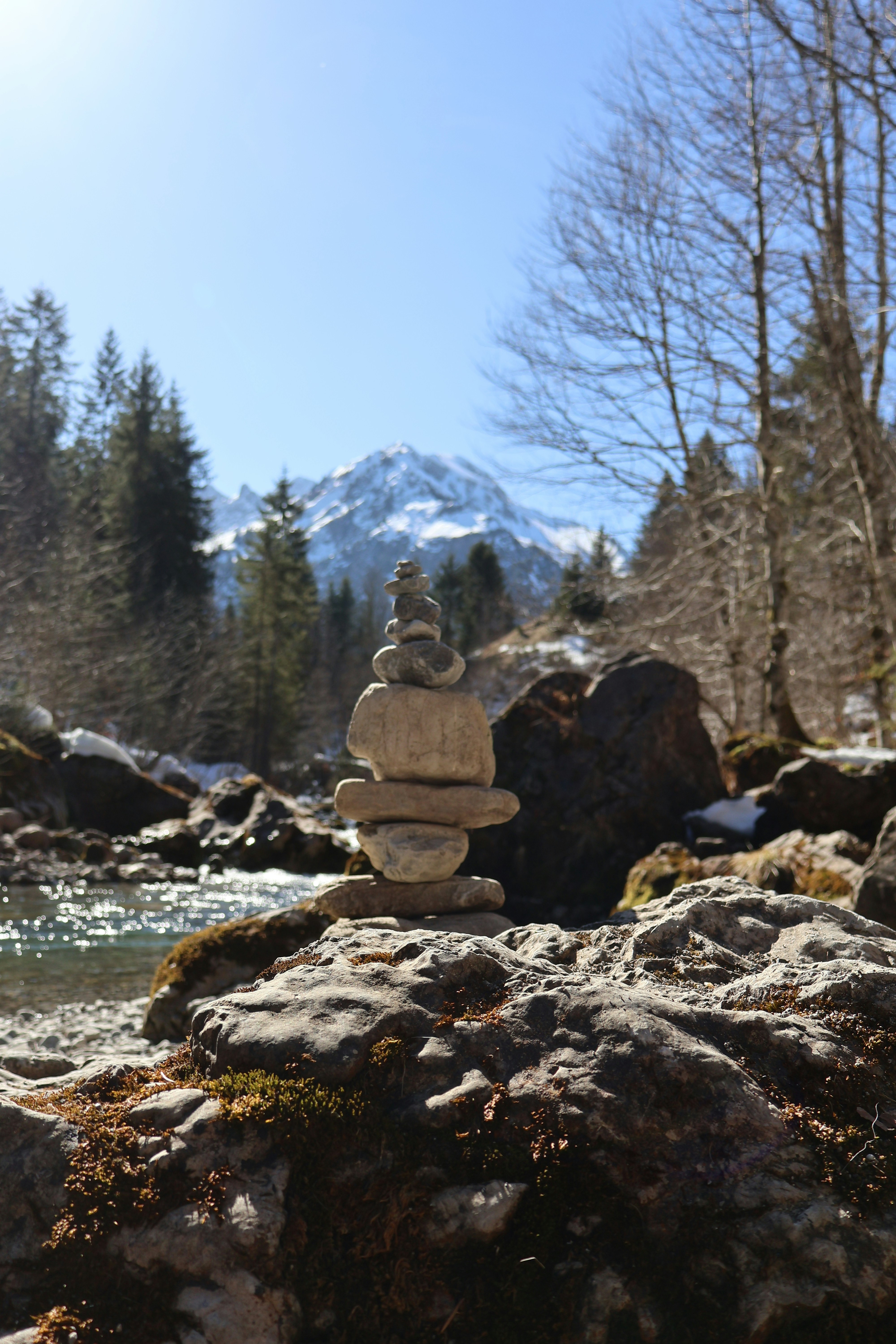 Alpine Cairn in Sunlit Silence
