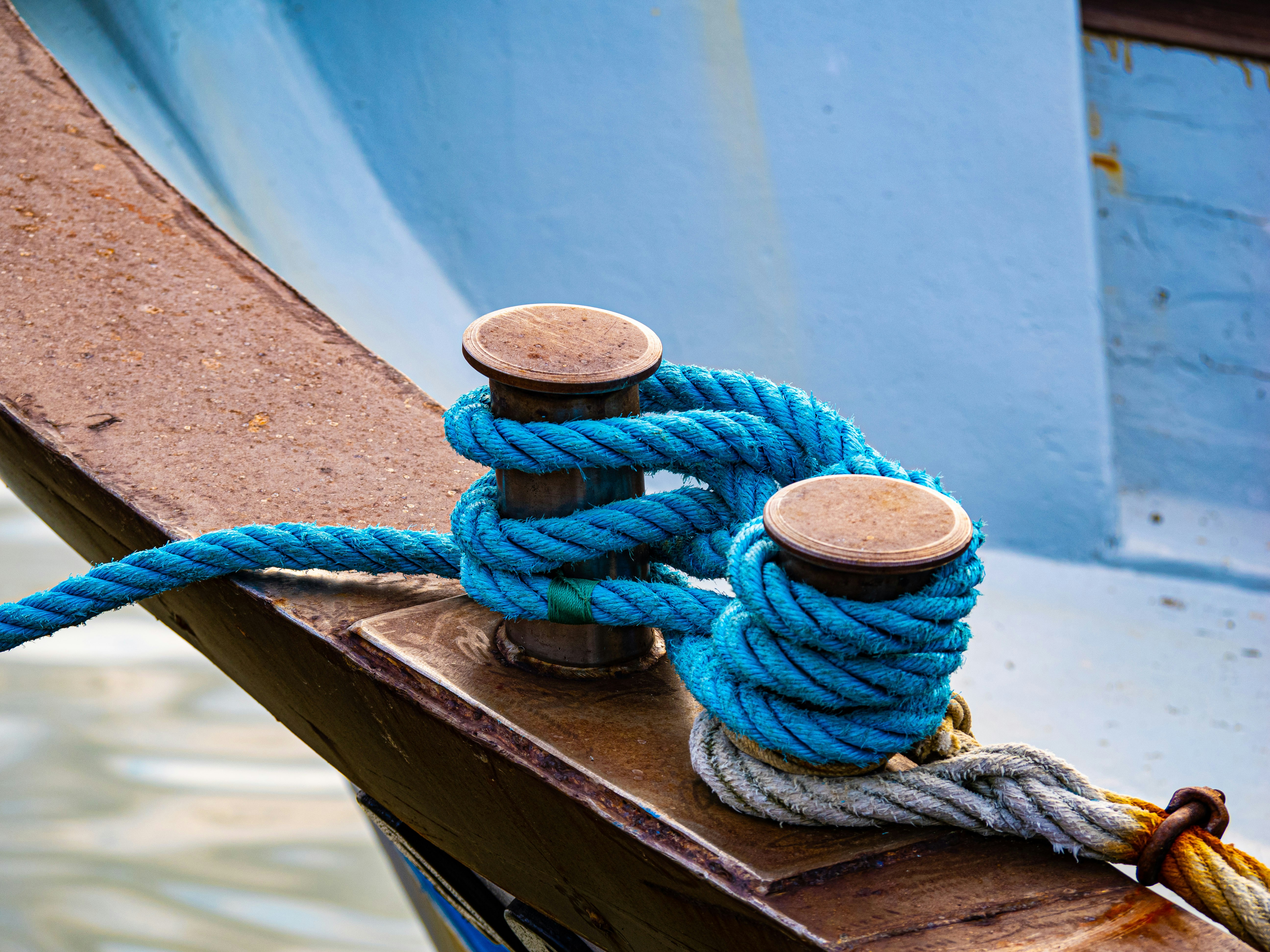 Blue rope is tied securely to the boat.Diego Romeo