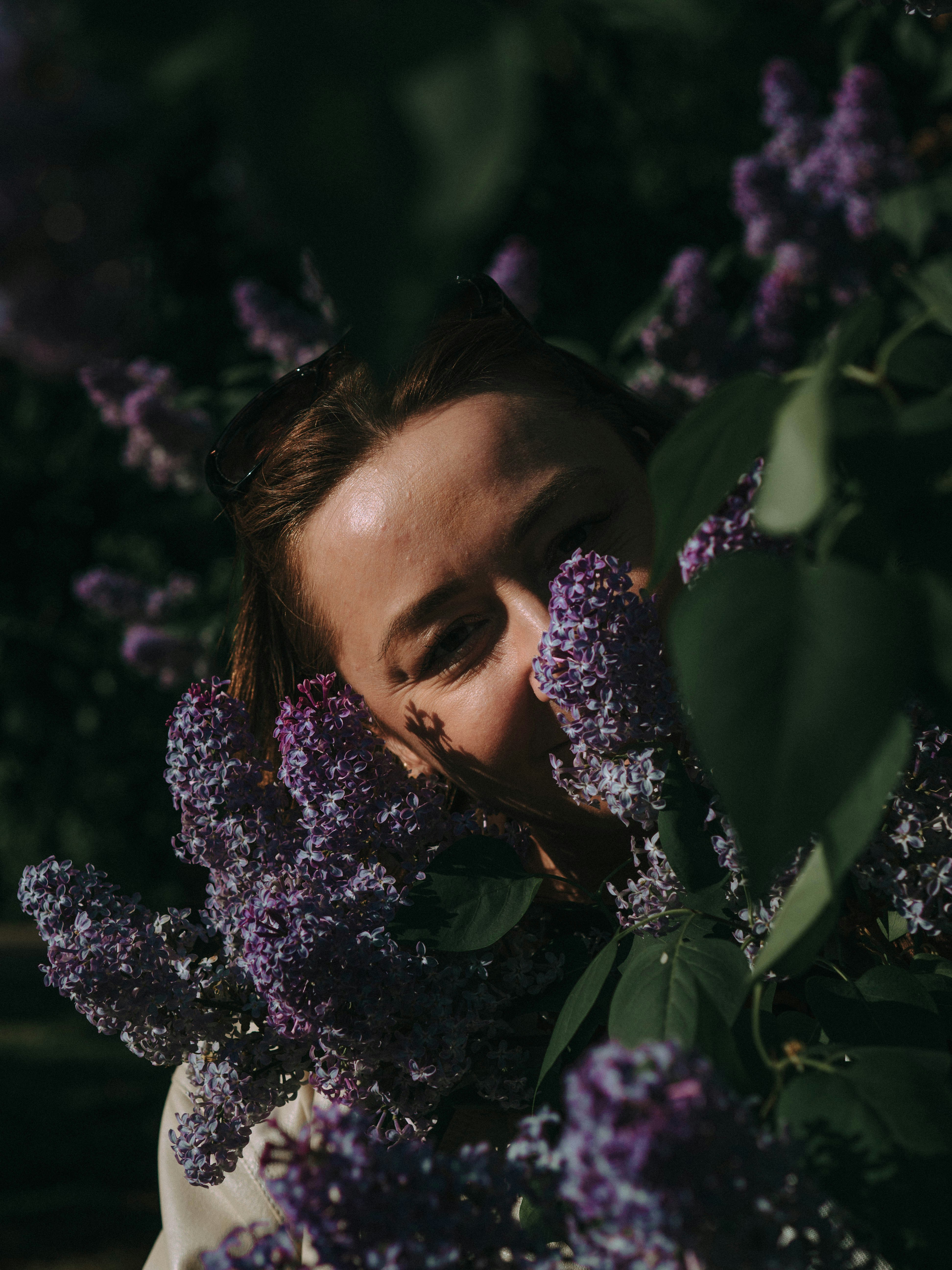 Lilac Halo: A Hidden Smile Among Bloom