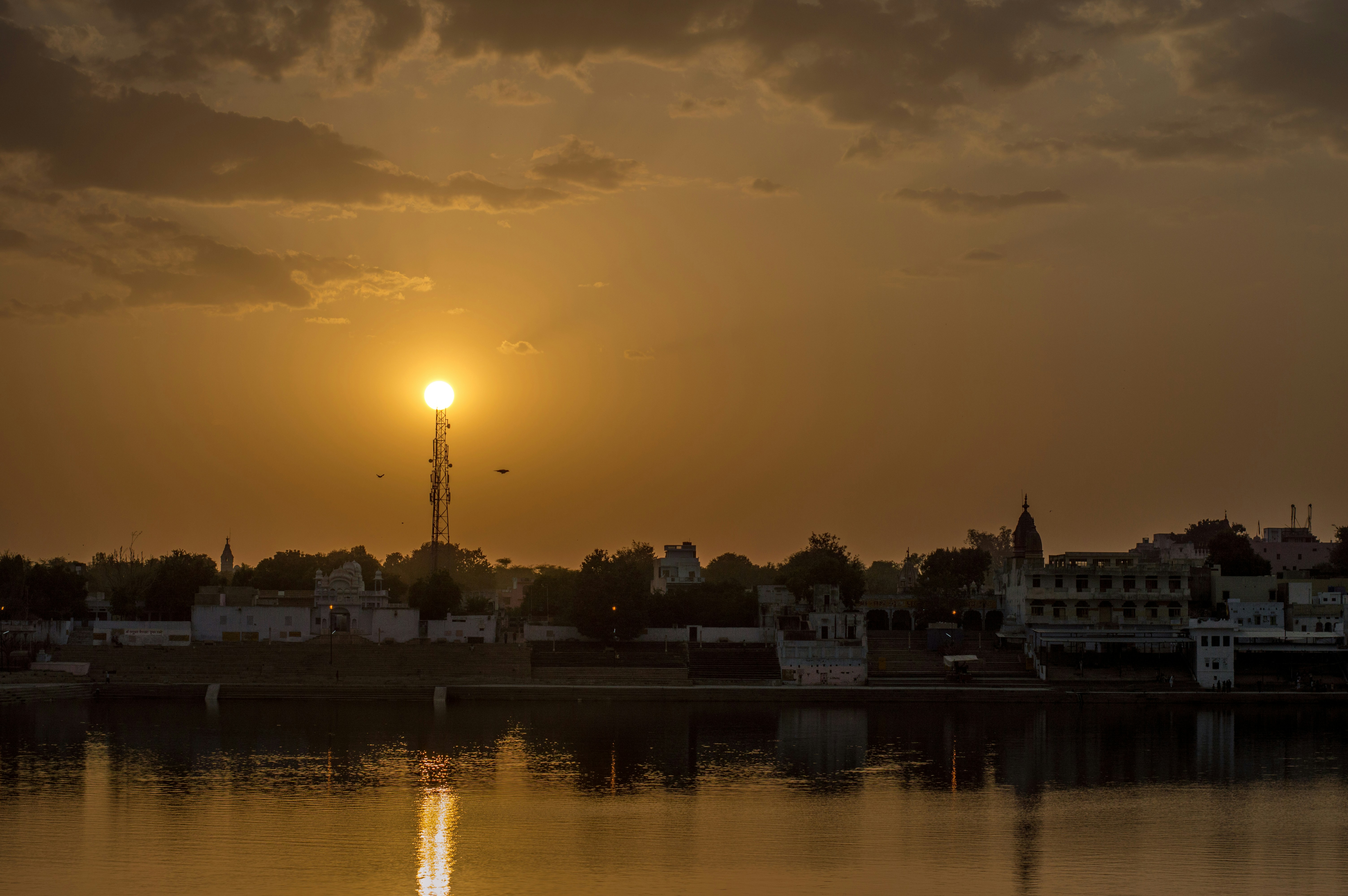 Golden Horizon: A Serene Sunset Over the Cityscape